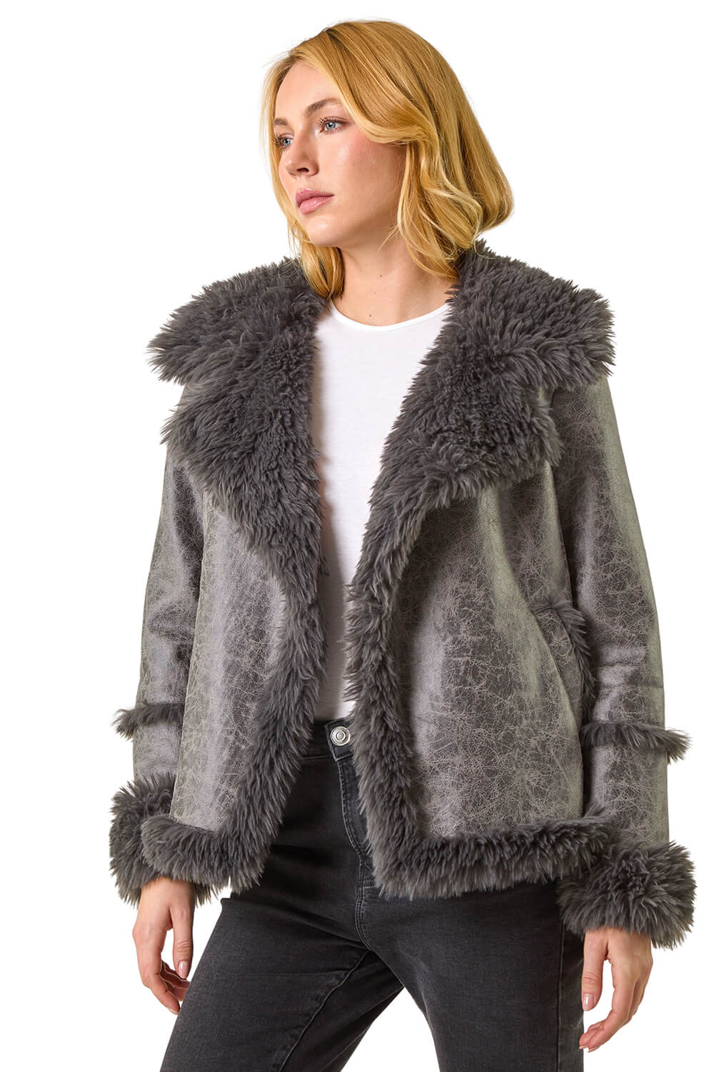 Dusk Faux Fur Aviator Jacket