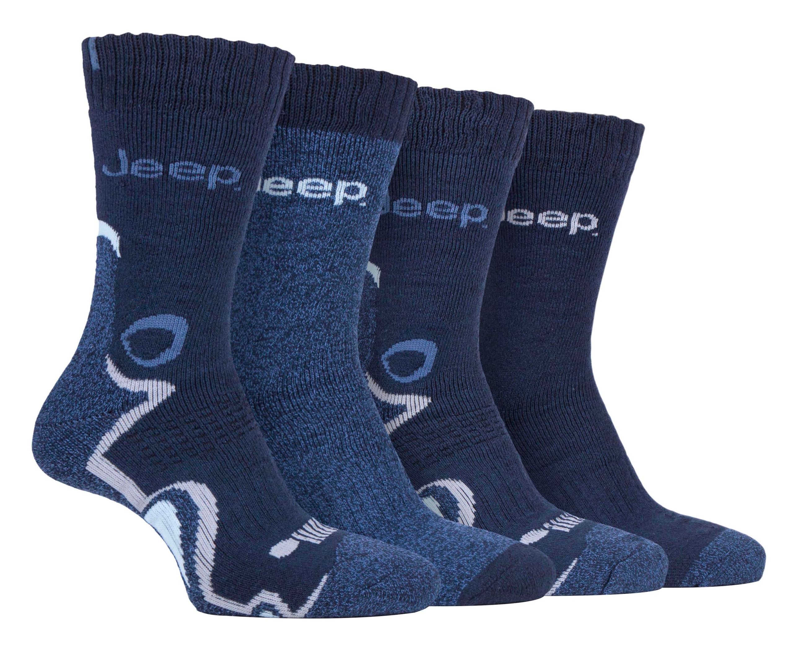 JEEP - 4 Pairs Mens Anti Blister Thick Cushioned Luxury Boot Socks