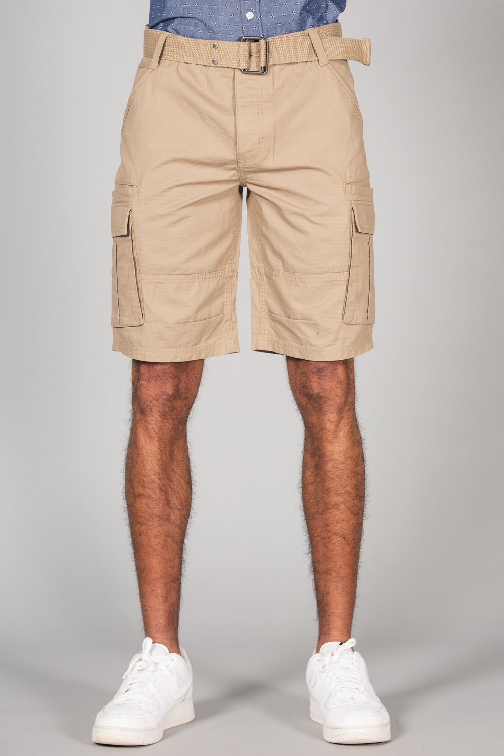 Stone Cotton Ripstop Cargo Shorts