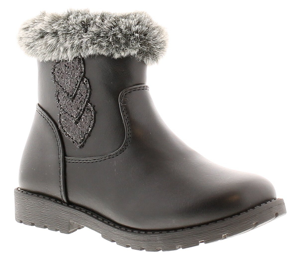Princess Stardust Girls Ankle Boots heart black