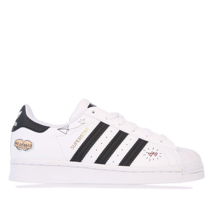 Girl's adidas Originals Junior Superstar Trainers in White Black