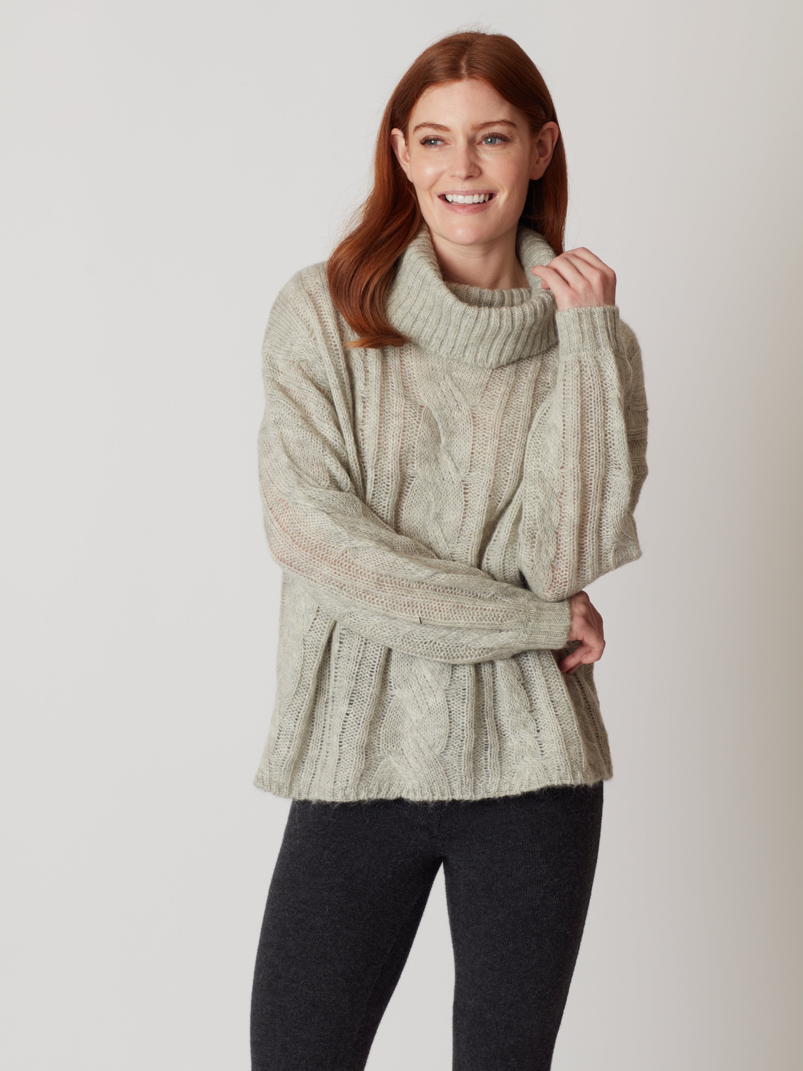 Lailia Mercerised Wool Cable Knit Jumper