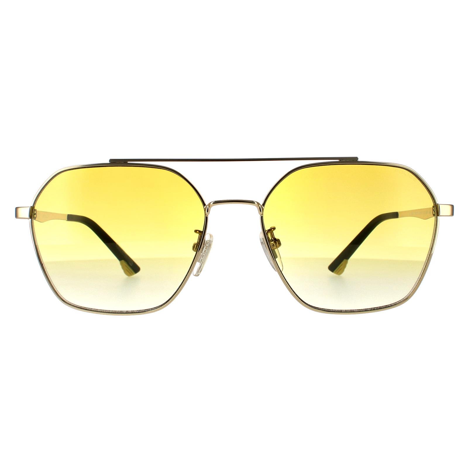Police Aviator Mens Shiny Gold Yellow Gradient Sunglasses