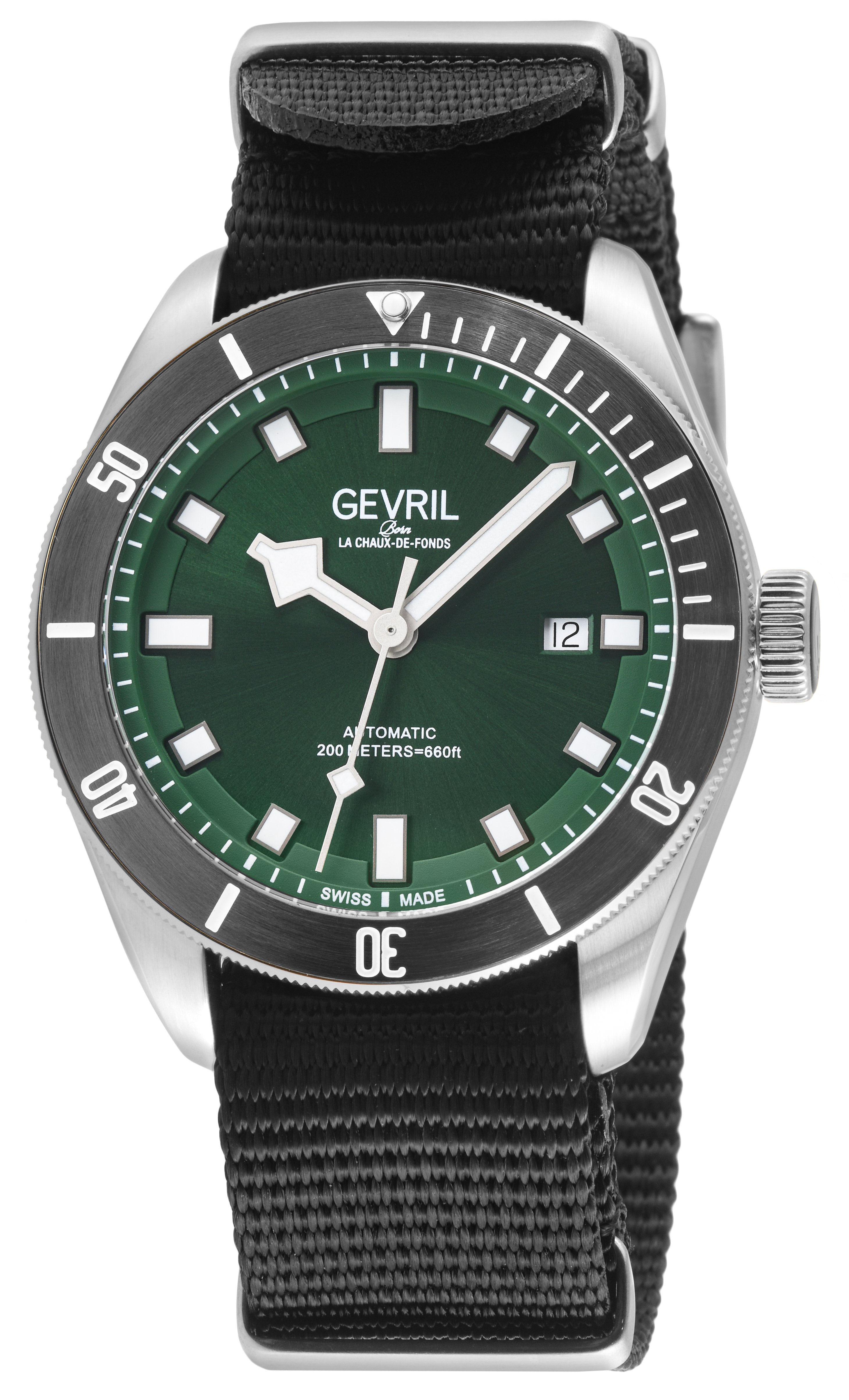 Gevril Men's Yorkville Swiss Automatic Sellita SW200 Green Dial steel Watch