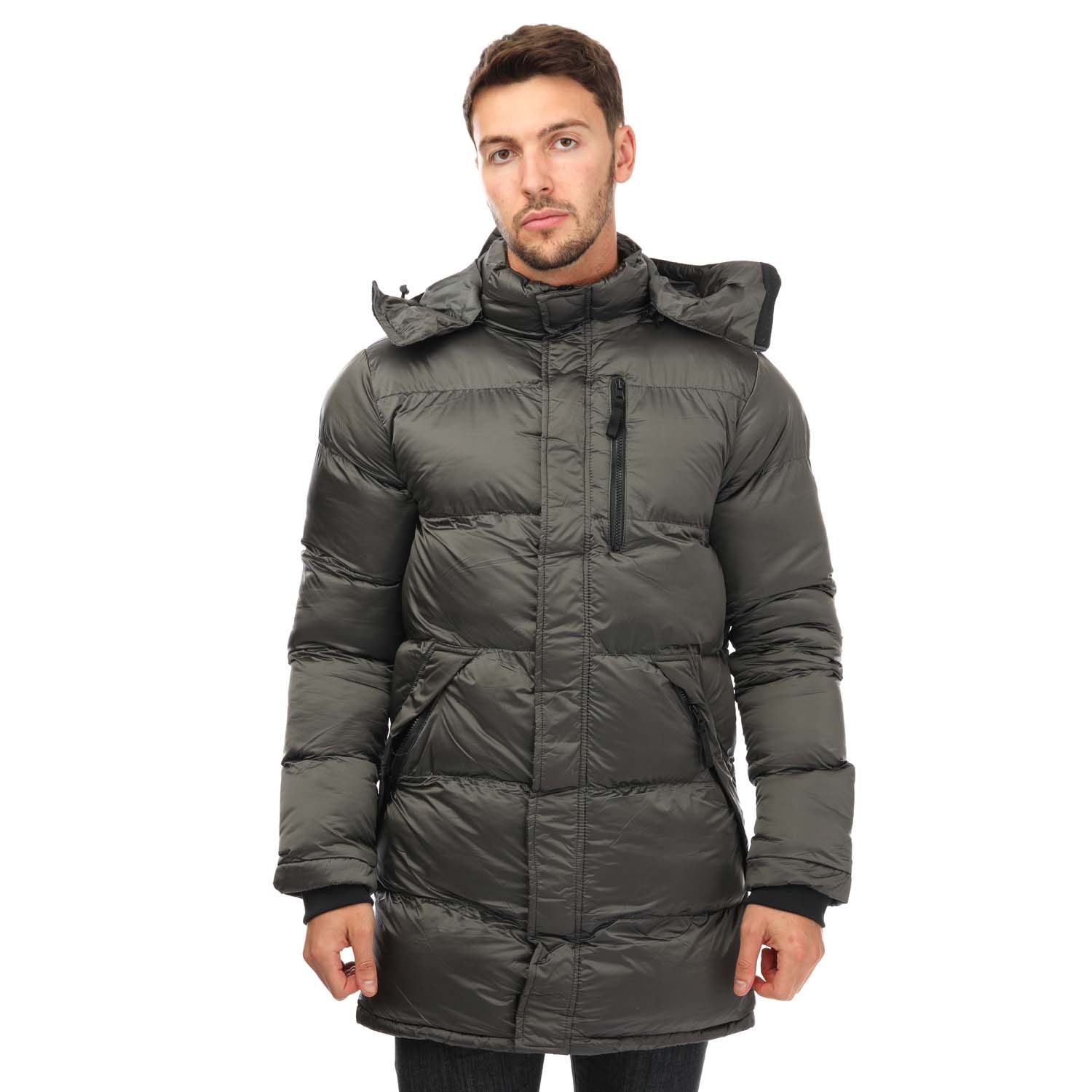 Men's Loyalty And Faith Mentos Long Puffer Jacket in Grey