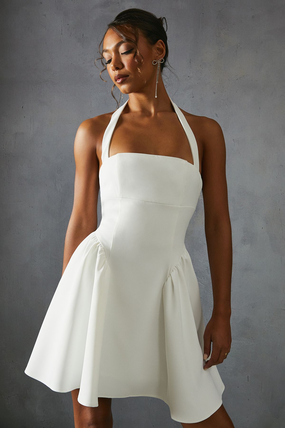 Halterneck Volumous Skirt Mini Dress