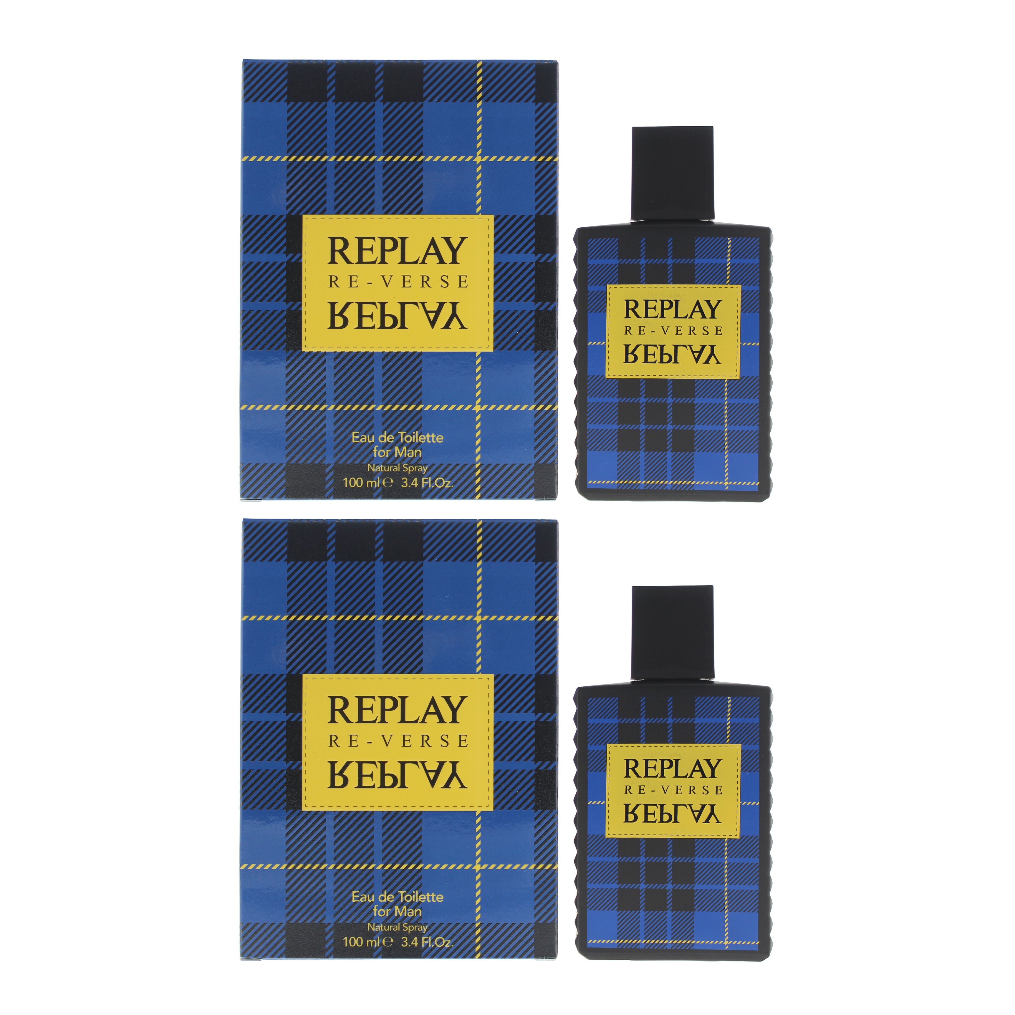 Replay Signature Reverse For Man Eau de Toilette 100ml Spray For Him X 2