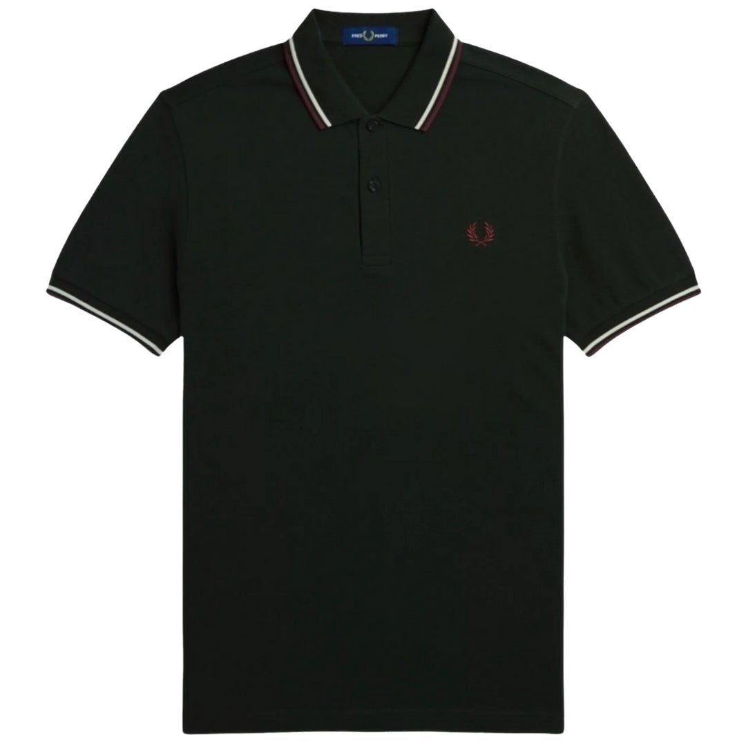 Fred Perry Red/White Twin Tipped Dark Green Polo Shirt
