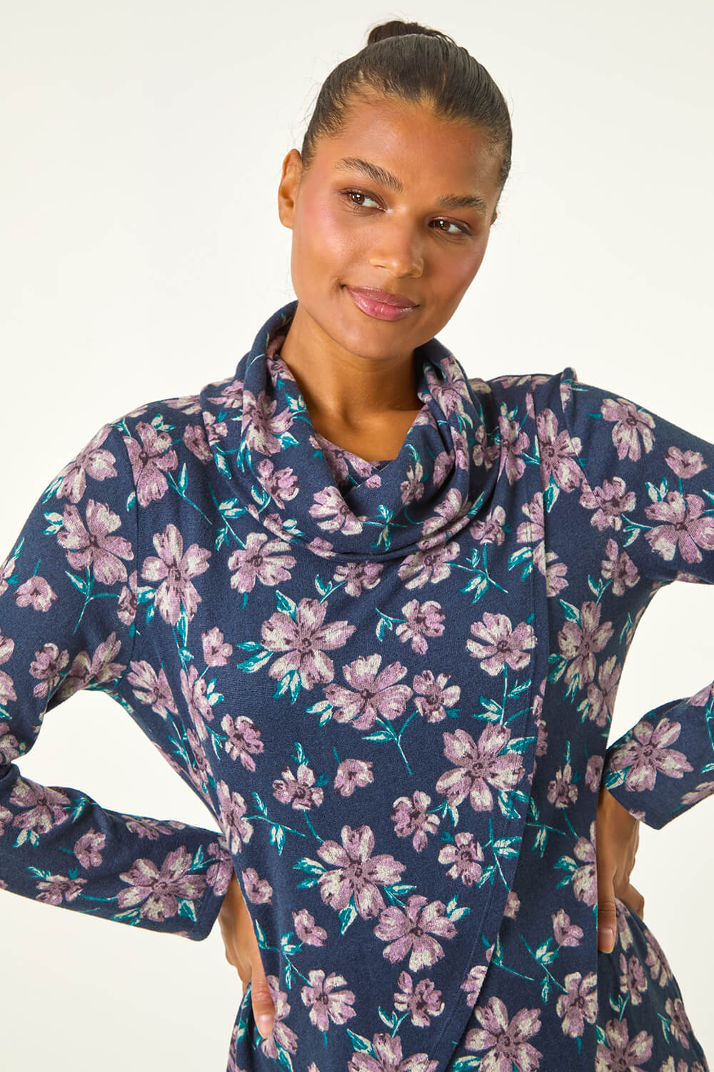 Cowl Neck Floral Snit Top