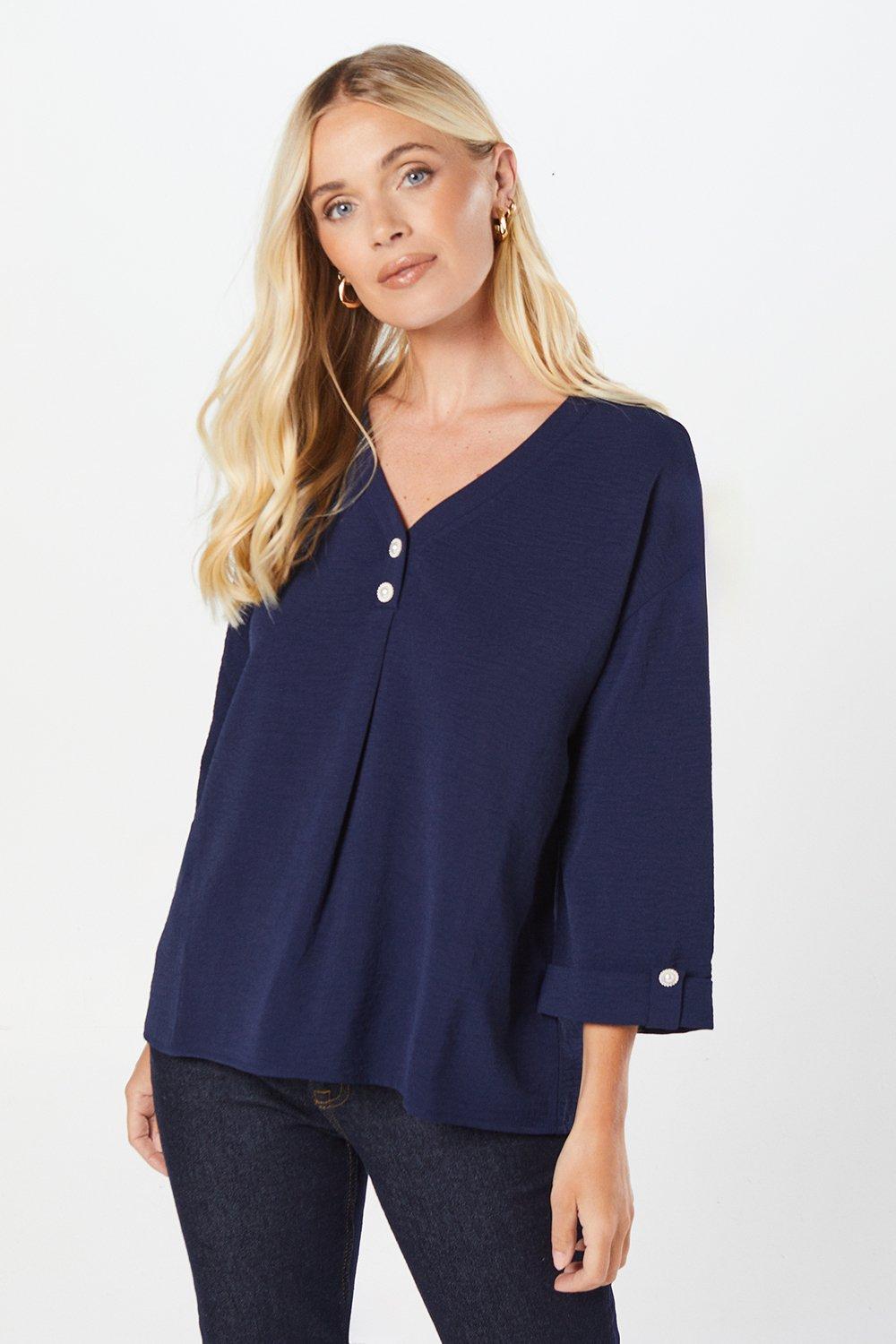 Petite Double Button Top