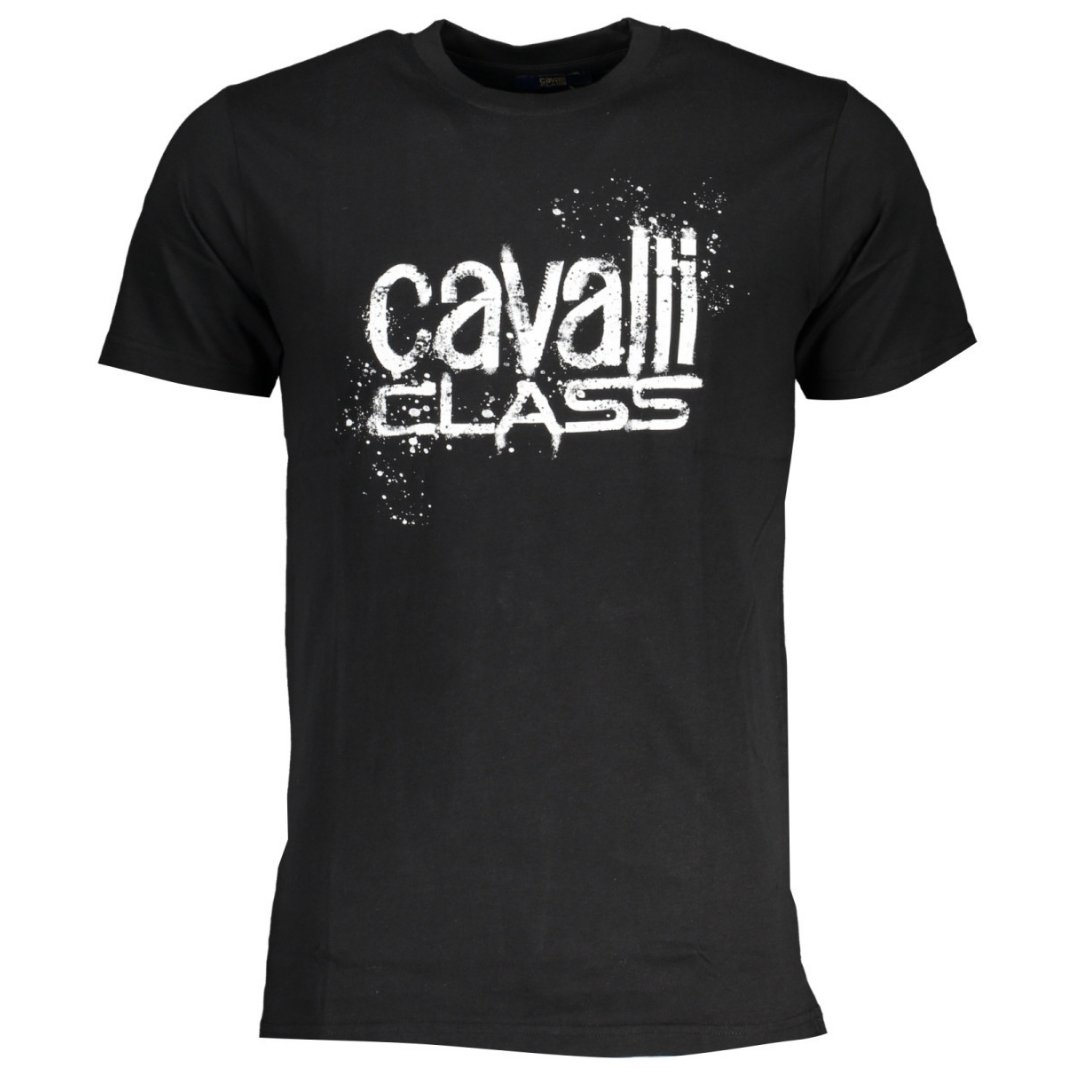Cavalli Class Paint Splatter Logo Black T-Shirt