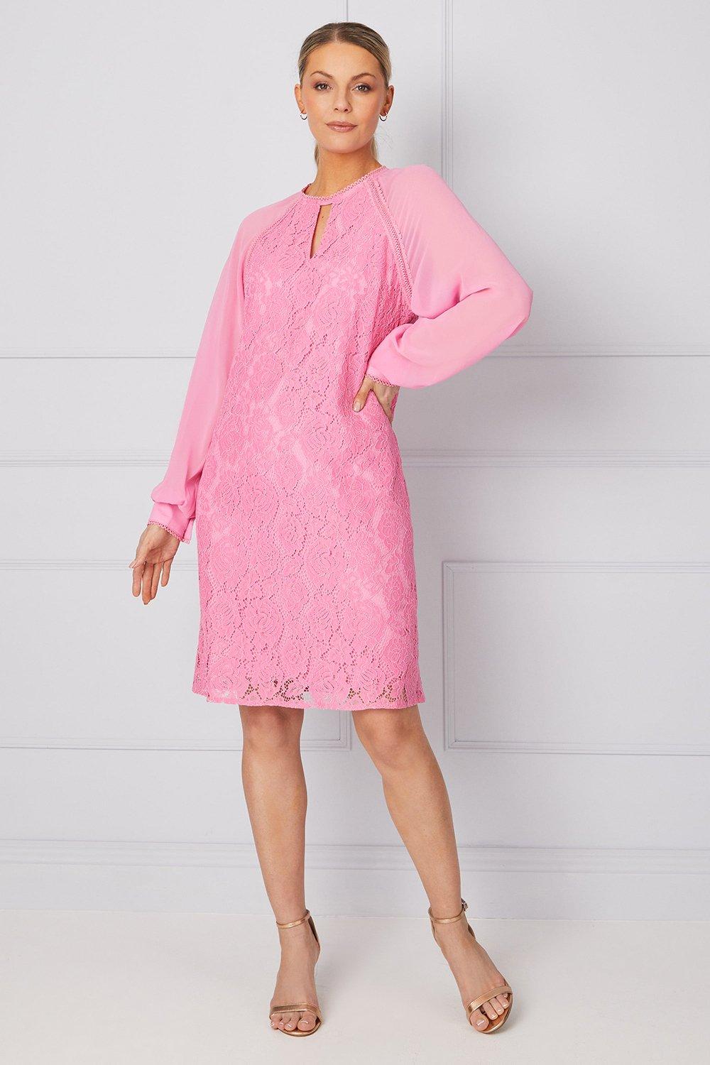Tall Occasion Premium Lace Chiffon Sleeve Formal Shift Dress
