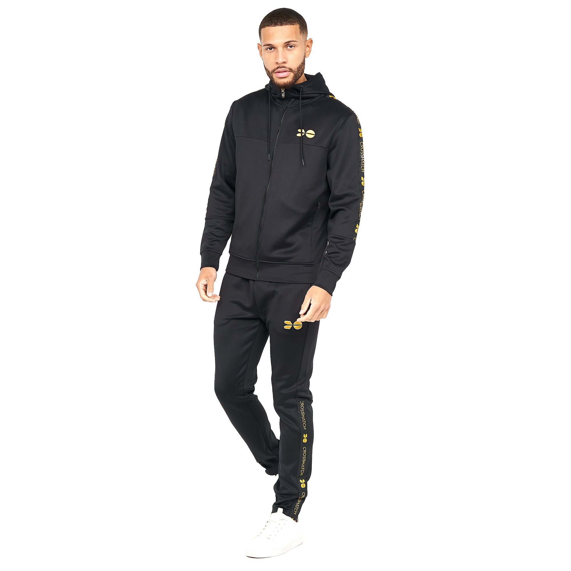 Crosshatch Mens Trackside Tracksuit (Black)