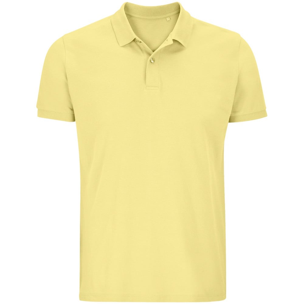 SOLS Mens Planet Piqué Organic Polo Shirt (Light Yellow)