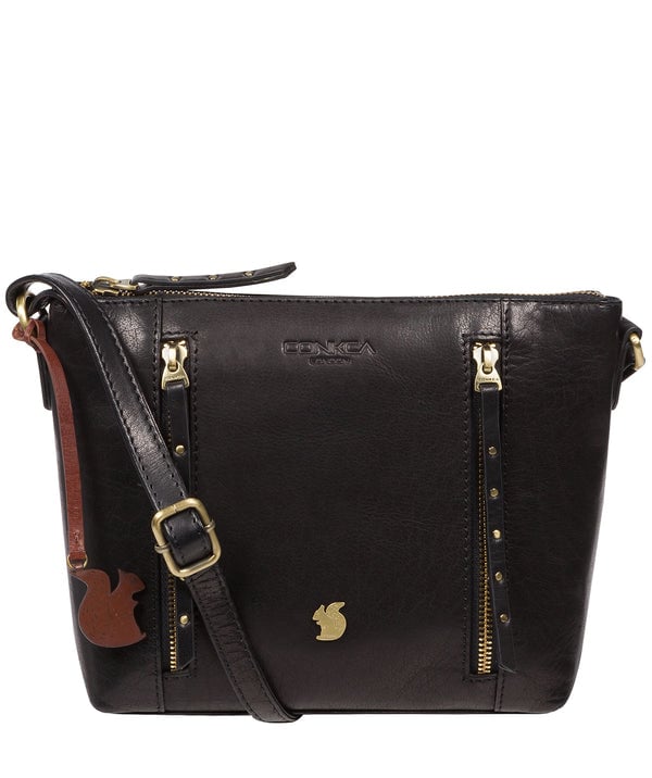 'Pip' Black Leather Cross Body Bag