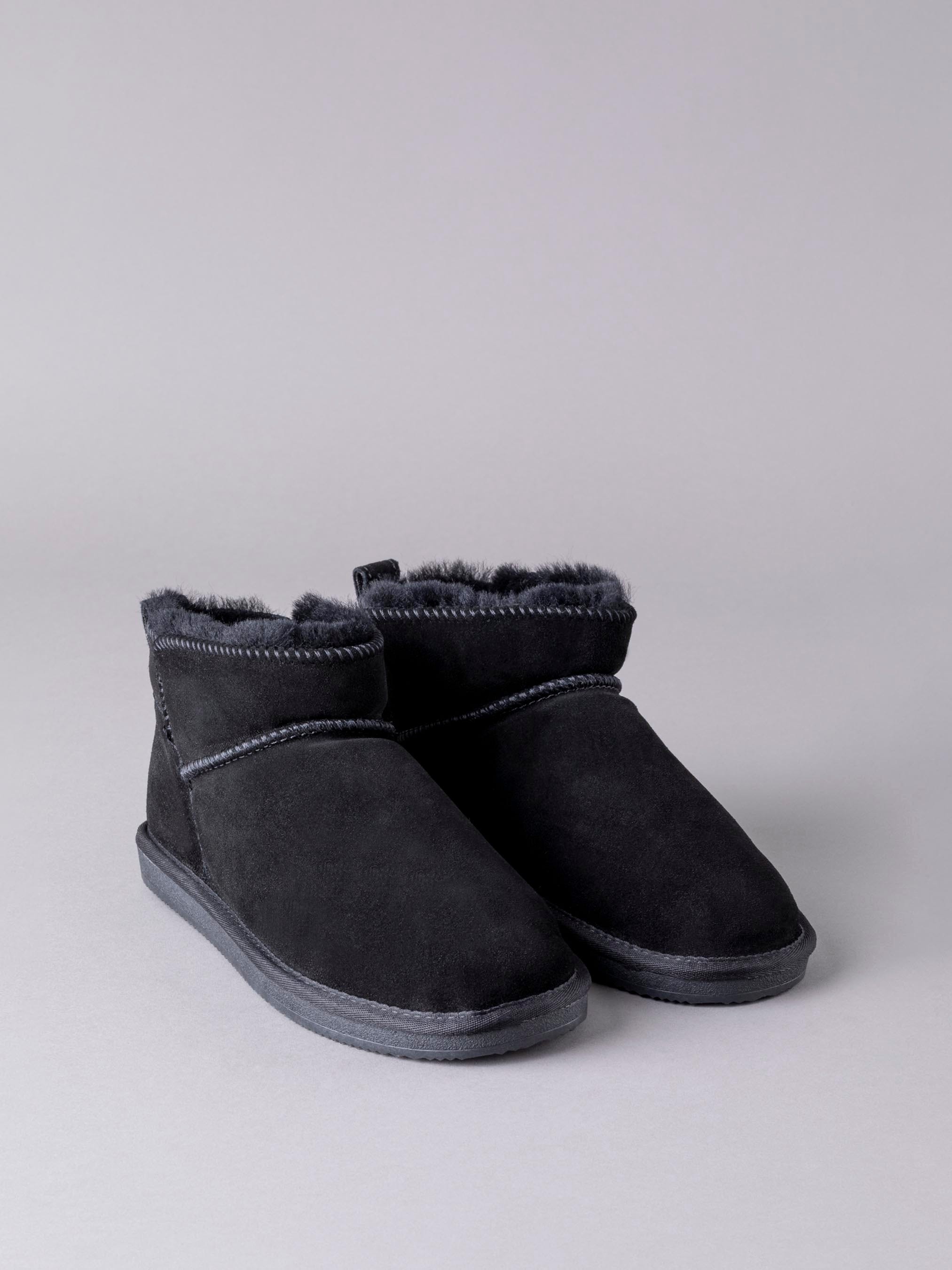 Ladies' Sheepskin Mini Boot Slippers in Black