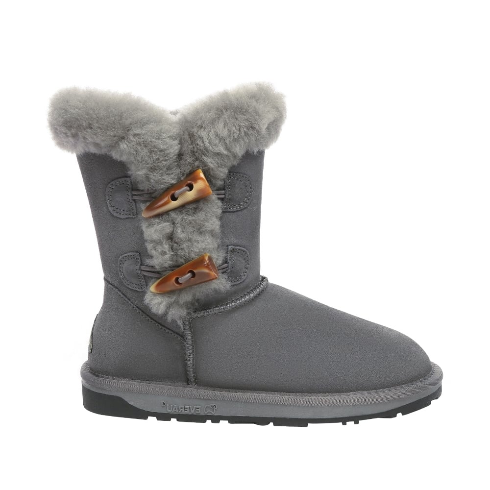 EVER AU Women Stork Horn Toggle button Short Boots