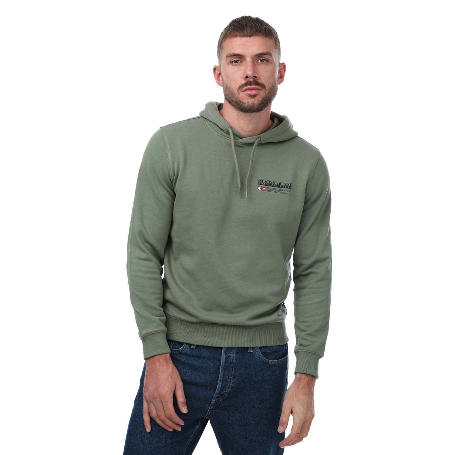 Men's Napapijri Kasba Logo Hoody in Khaki