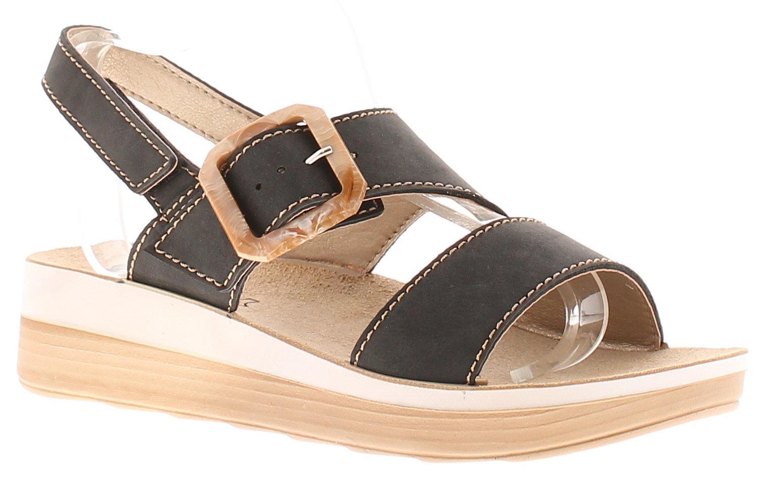 Inblu Womens Wedge Sandals Inply Touch Fastening black