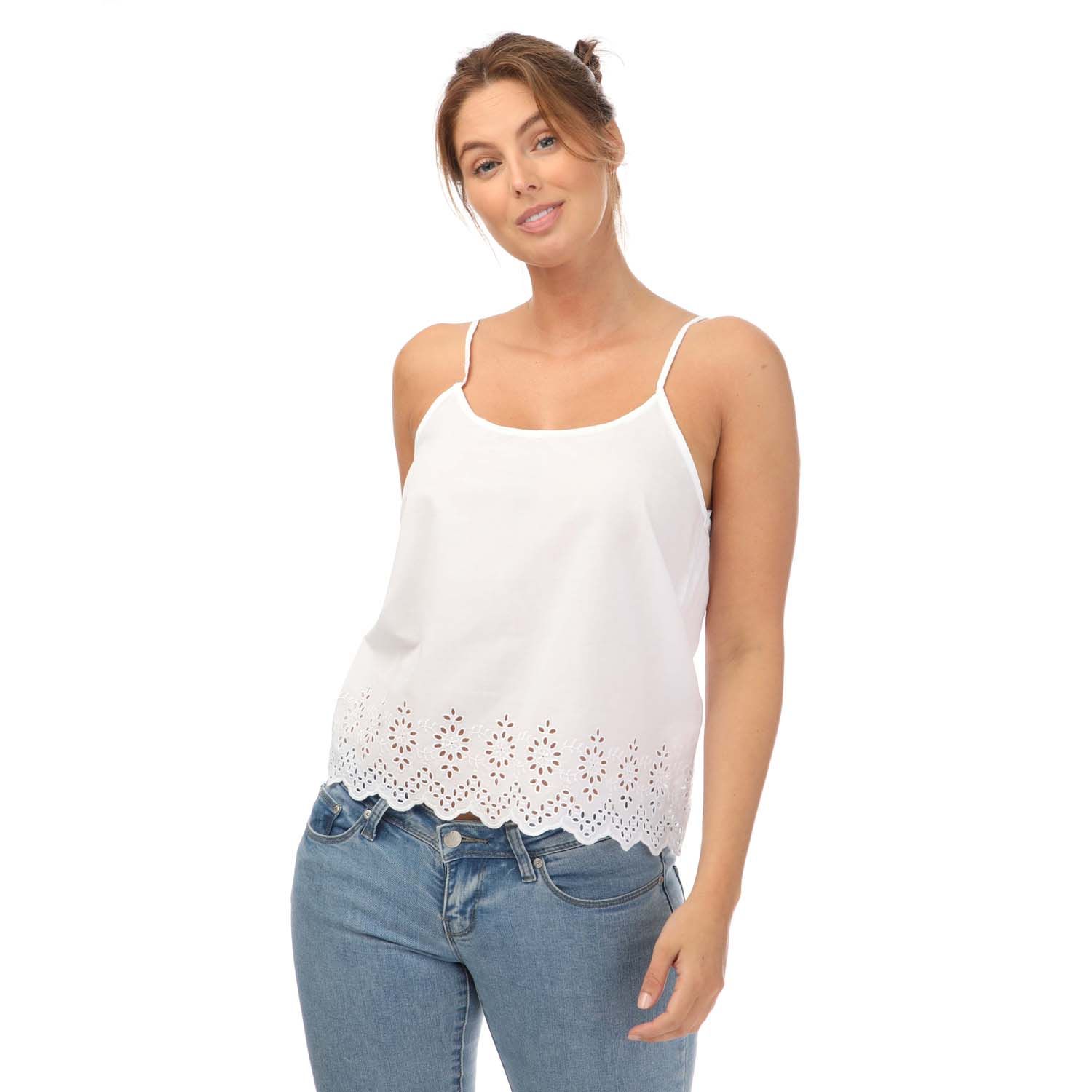 Women's Only Lou Life Broderie Anglaise Cami Top in White