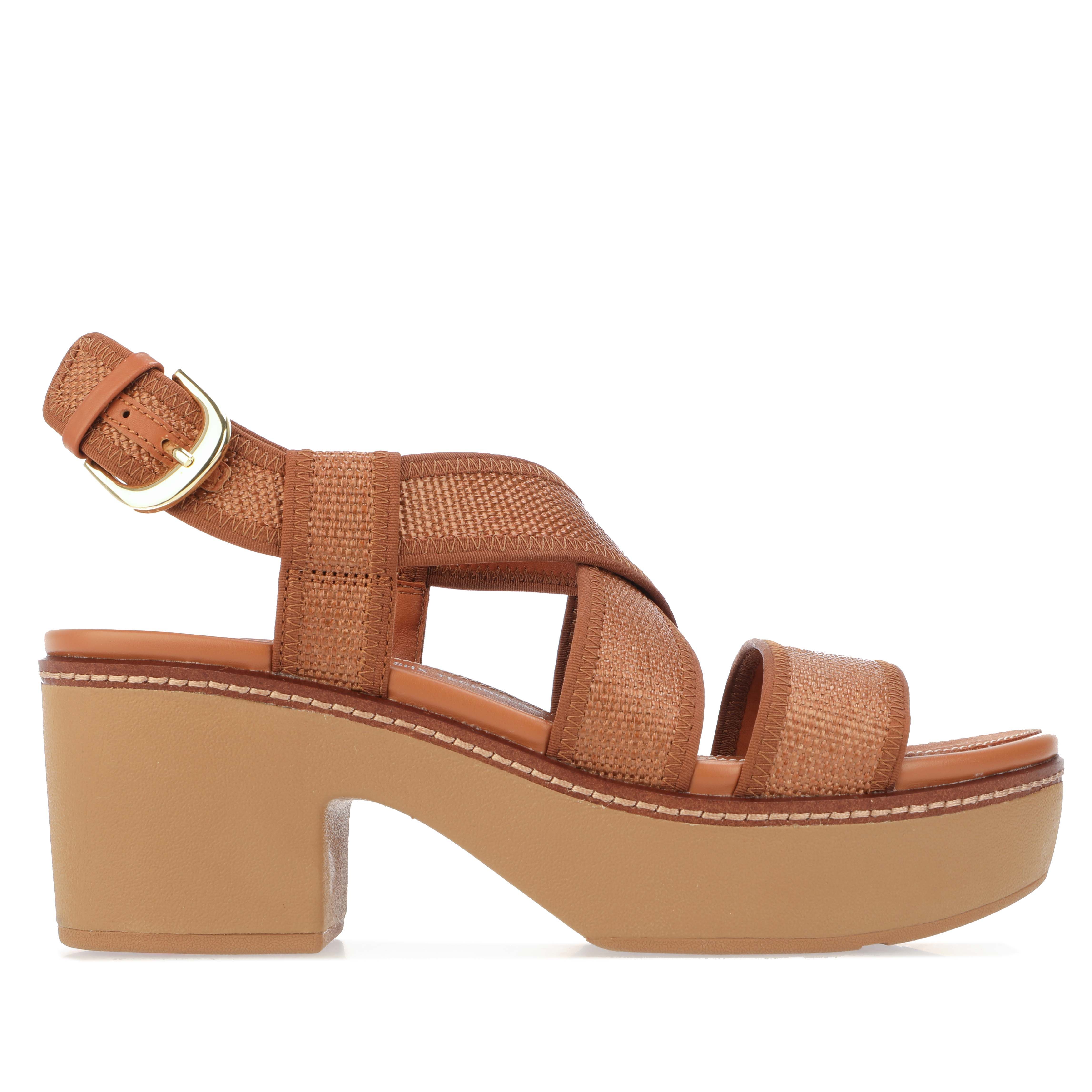 Fit Flop Pilar platformsandalen van stro-raffia voor dames, lichtbruin