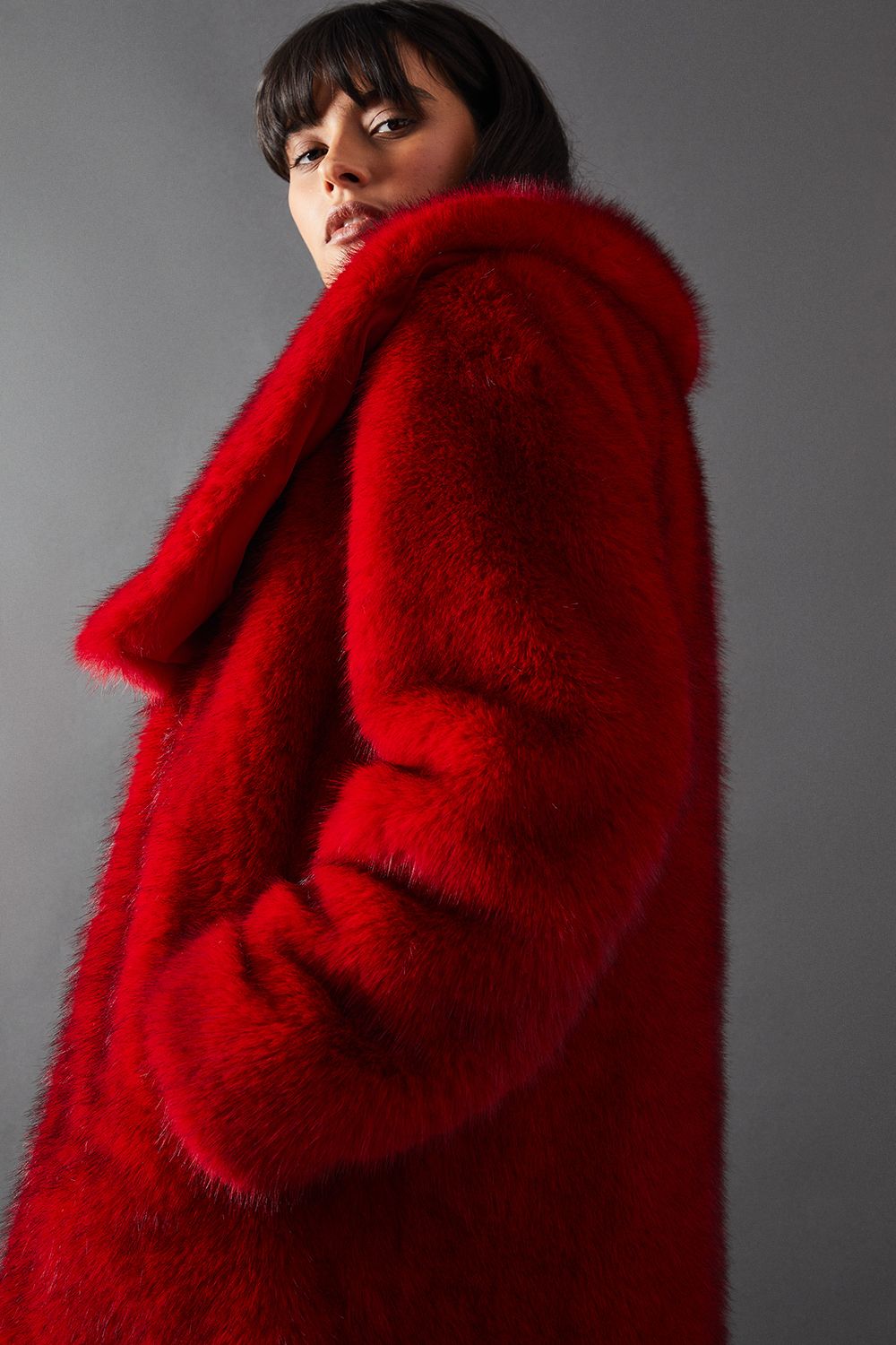 Two Tone Luxe Faux Fur Coat