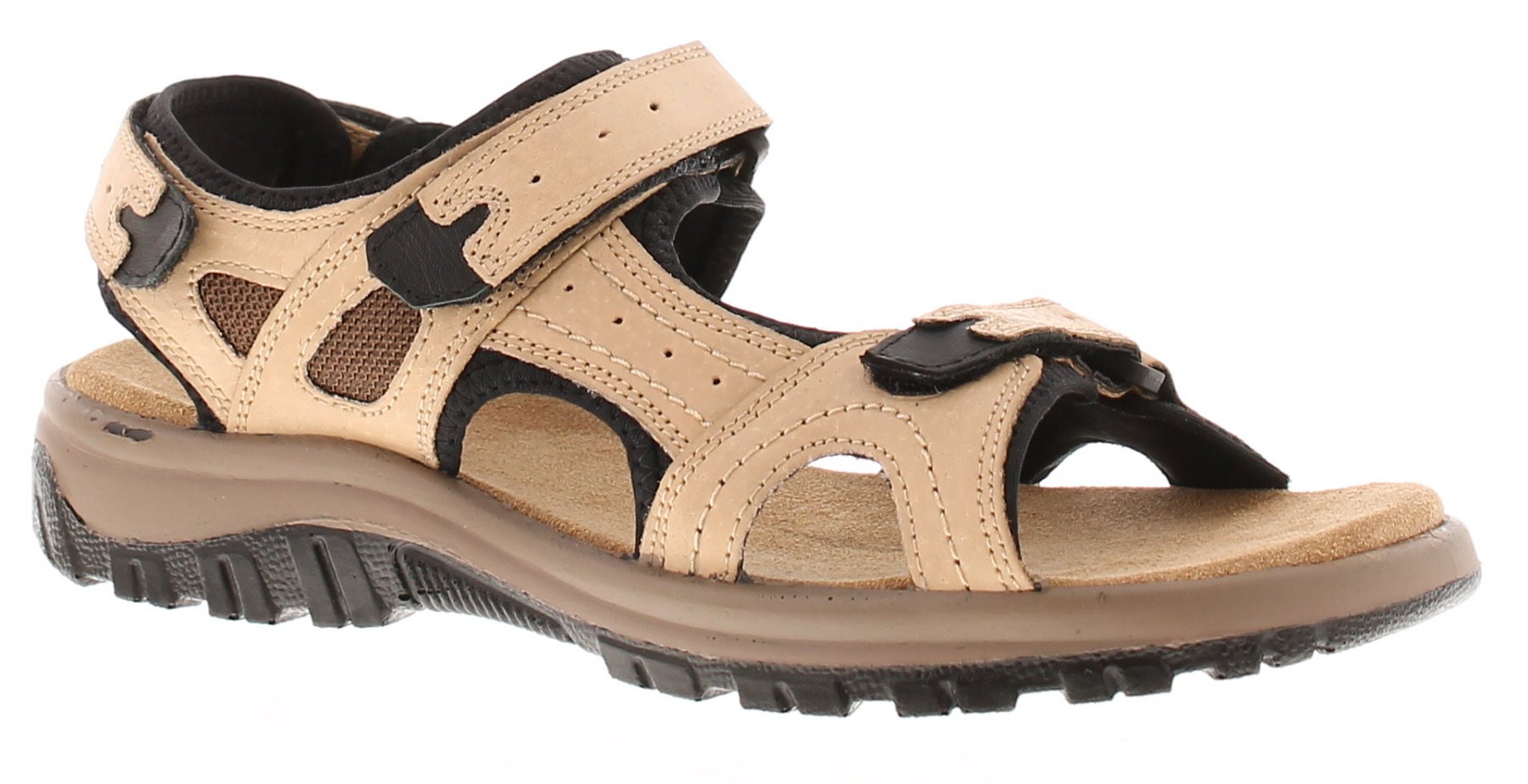 Womens Walking Trek Sandals Comfort Sandy Touch Fastening beige