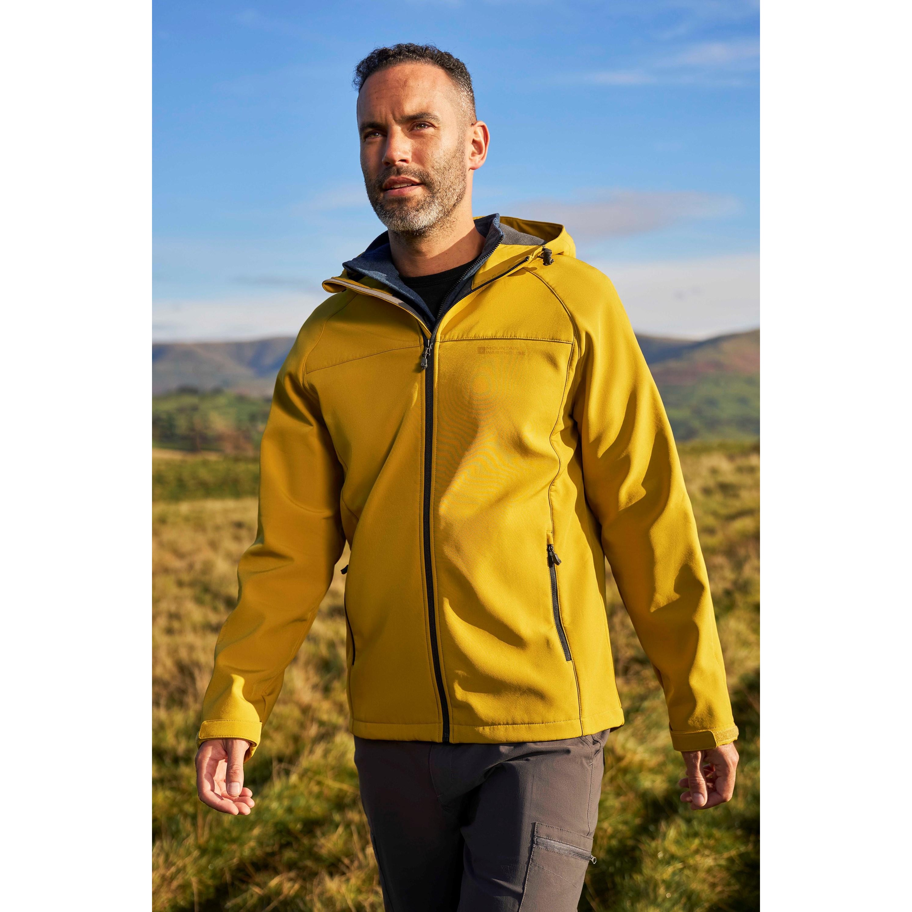 yellow softshell jacket