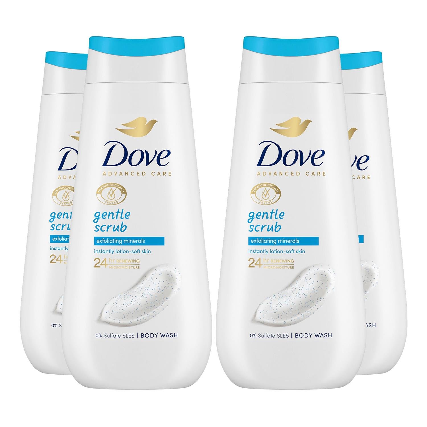 Dove Advanced Care Body Wash Gentle Scrub 24H Renewing Micromoisture ...