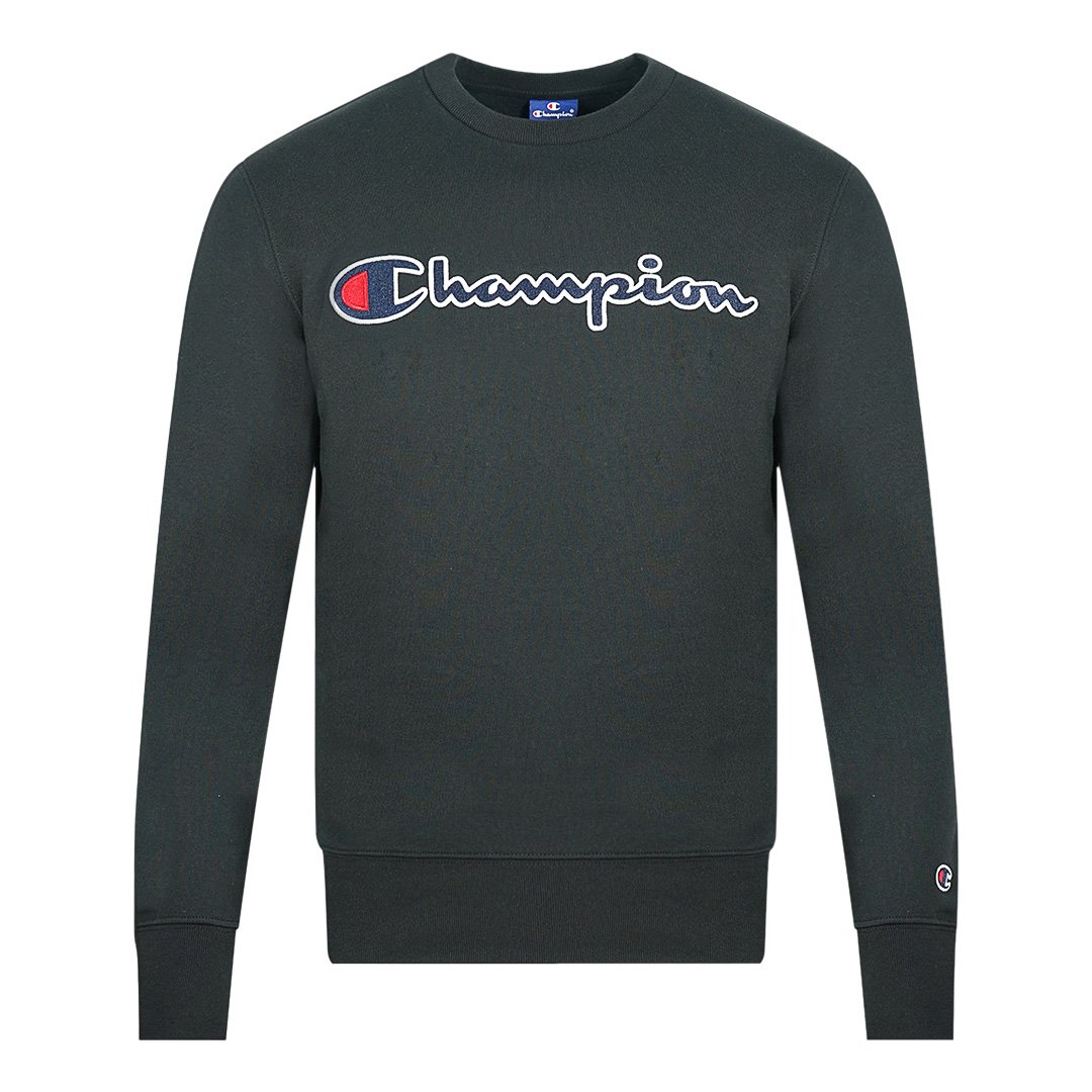 Champion Classic Script Logo Black Sweatshirt