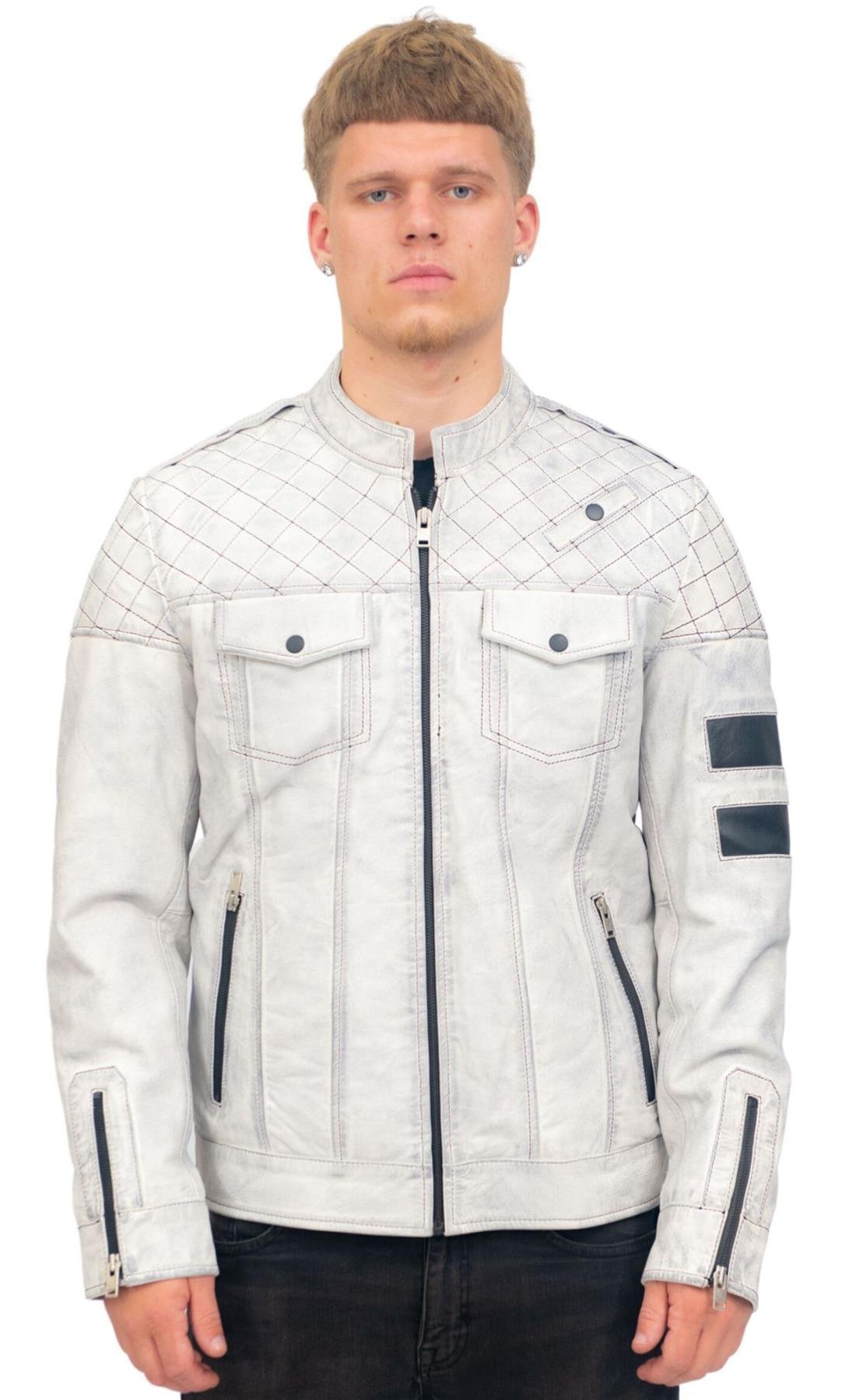 Mens Vintage Quilted Leather Racing Jacket-Cardiff