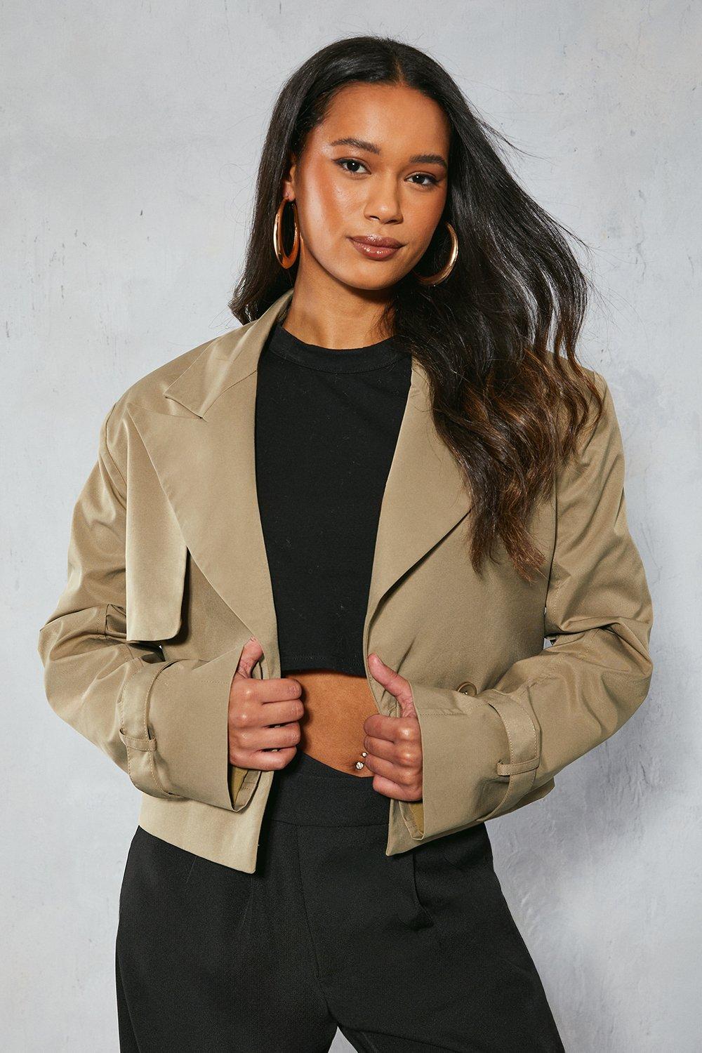 Structured Shoulder Cropped Trench Coat