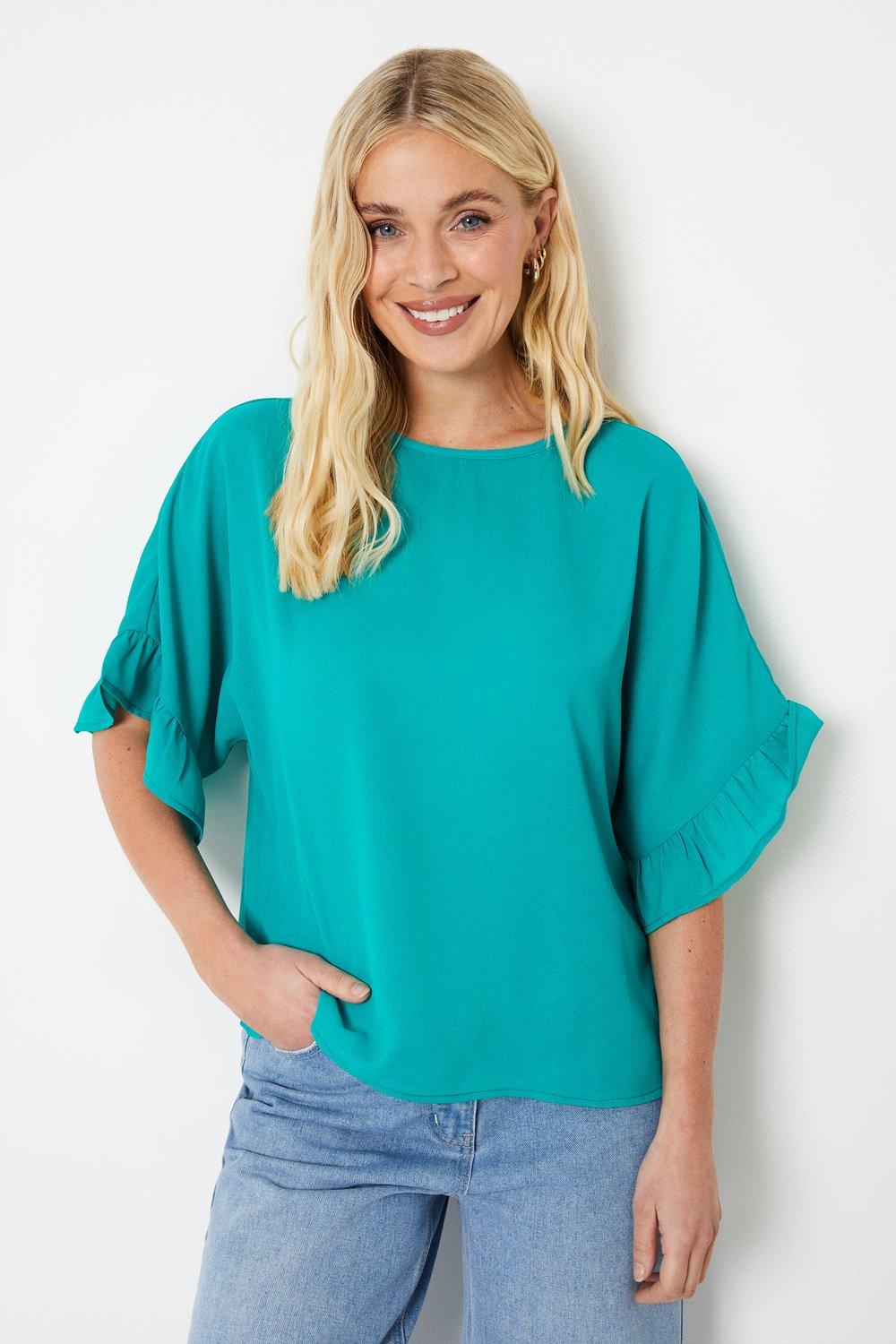 Petite Oversized Frill Cuff Top