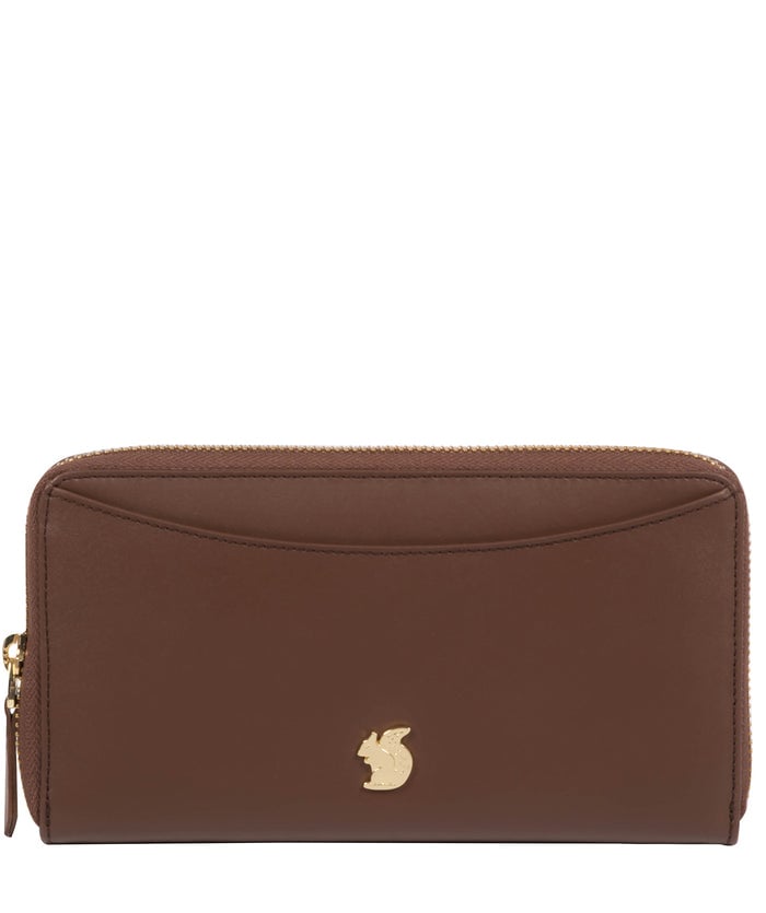 'Candy' Ombre Chestnut Leather Zip-Round Purse