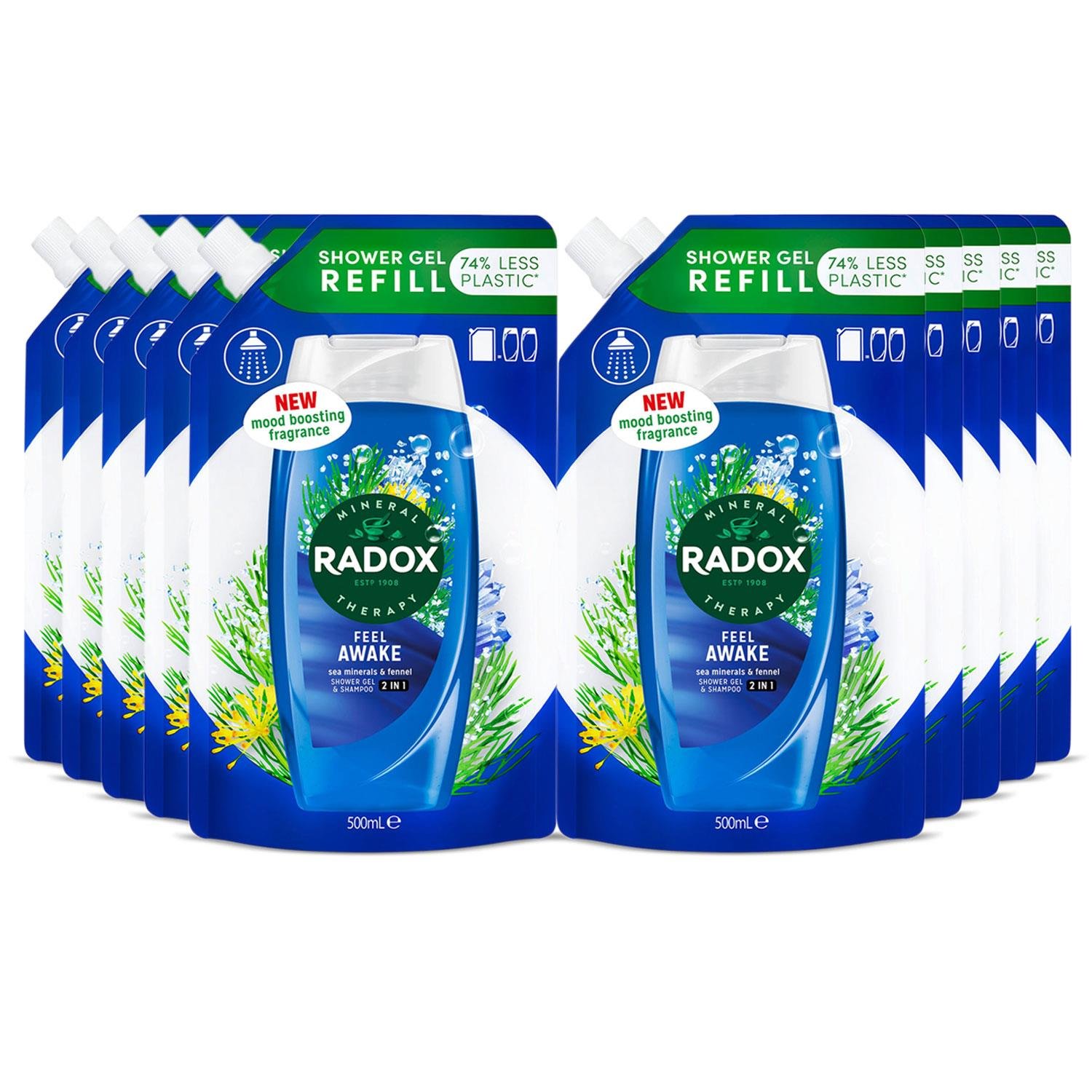 Radox Mineral Therapy 2-in-1 Shower Gel Refill Pouch Feel Awake 500ml ...