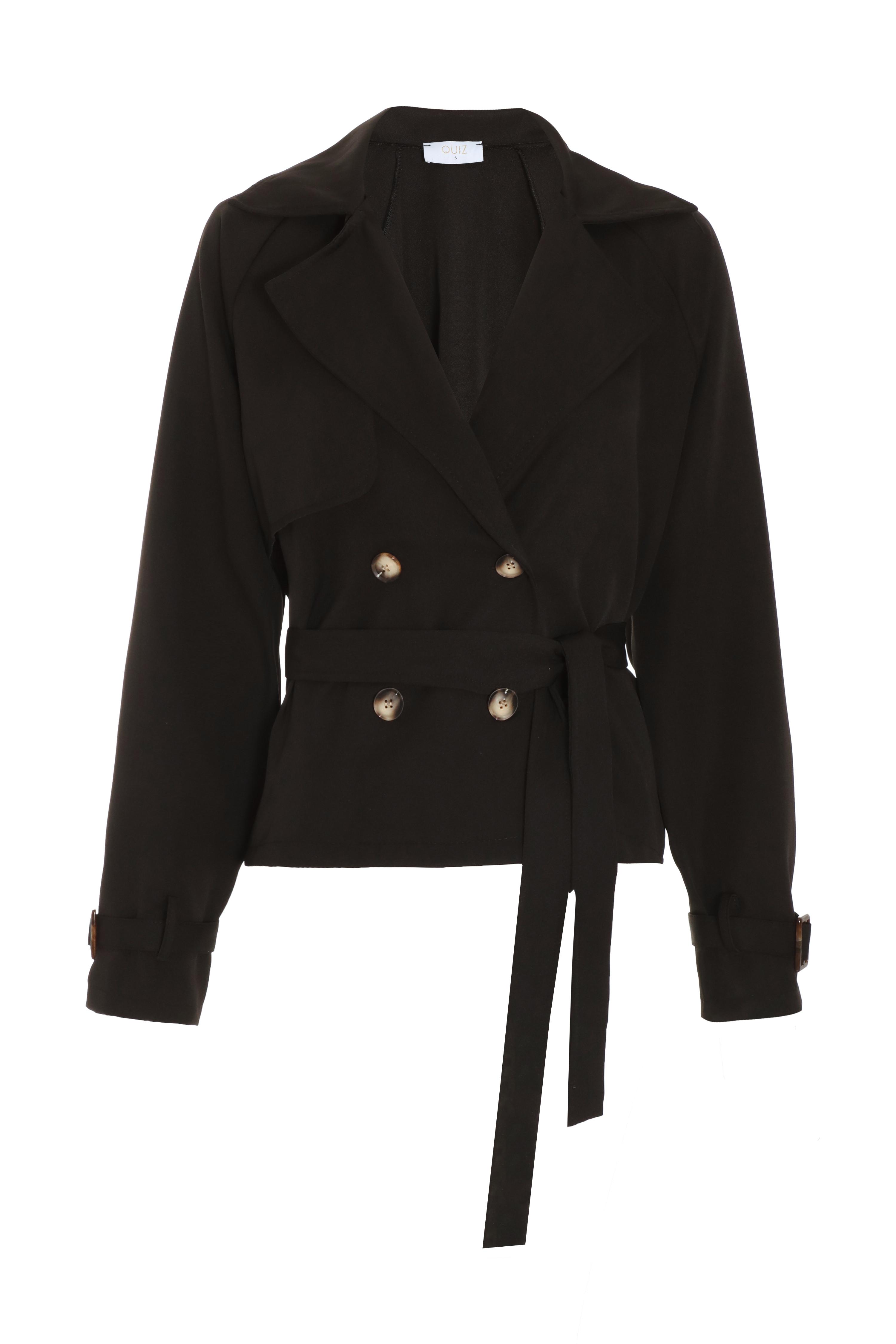 Black Cropped Trench Coat