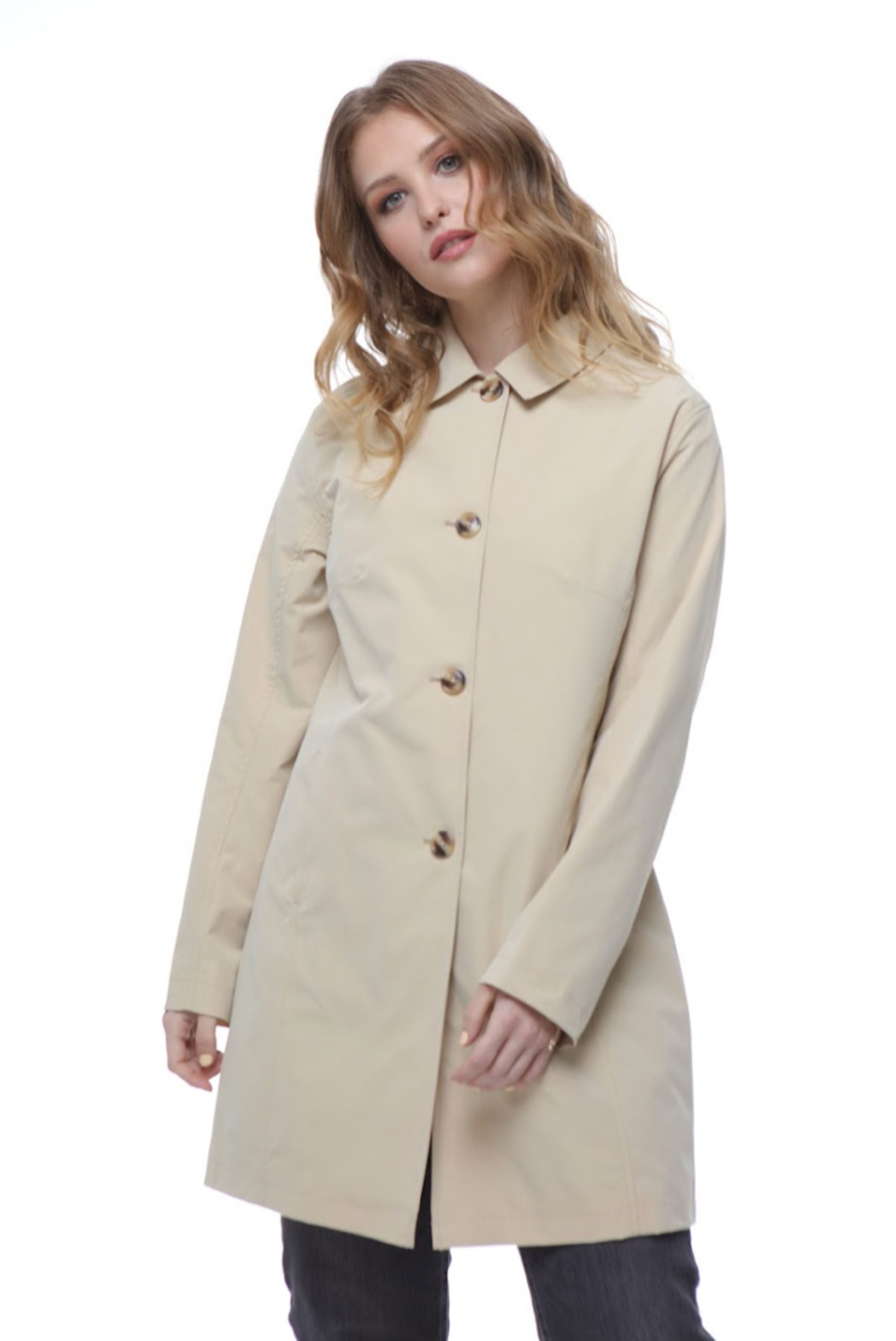 Jennifer Single Breasted Basic Mac in Ivory Cream