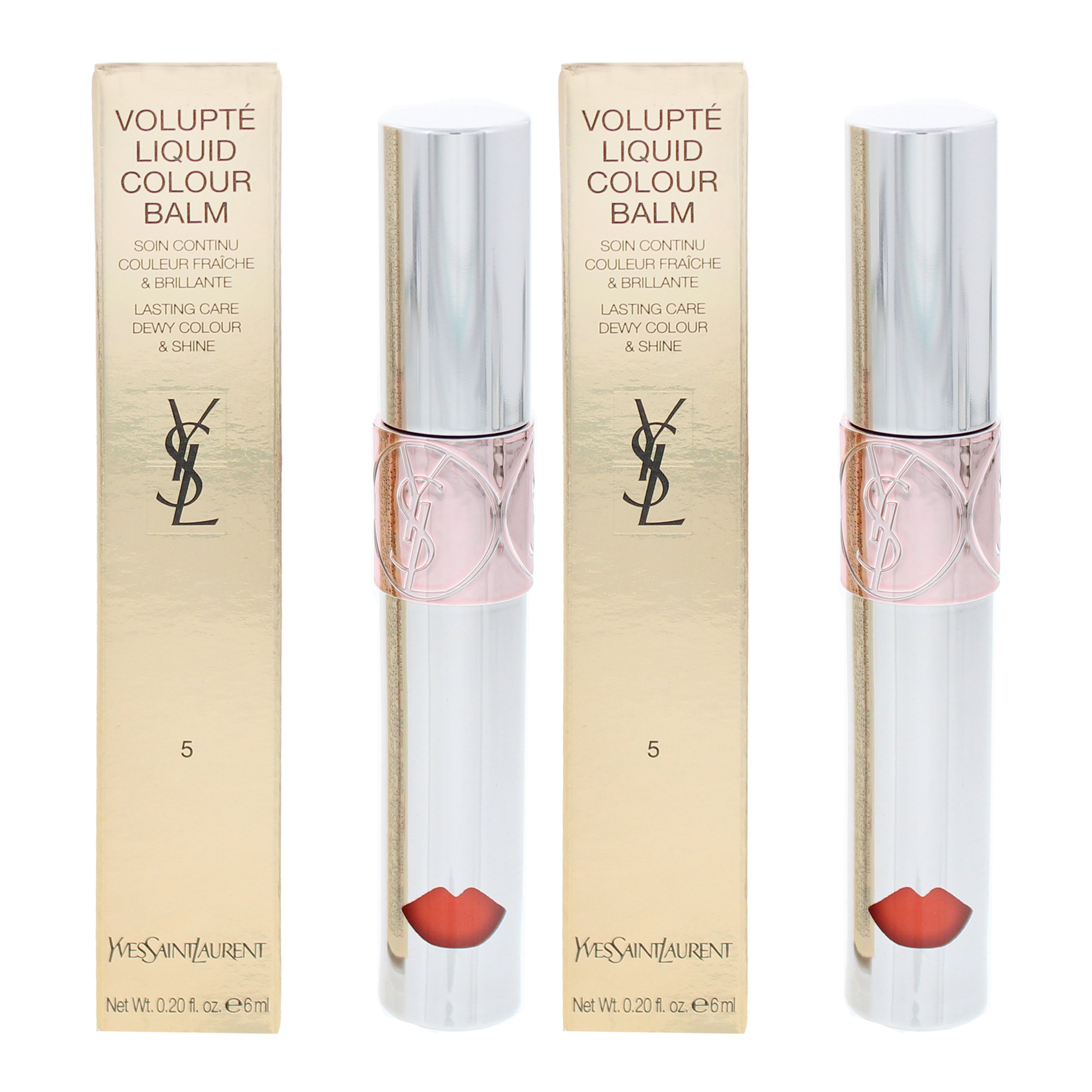 Yves Saint Laurent Volupte Liquid Colour Balm 6ml - 5 Watch Me Orange x 2