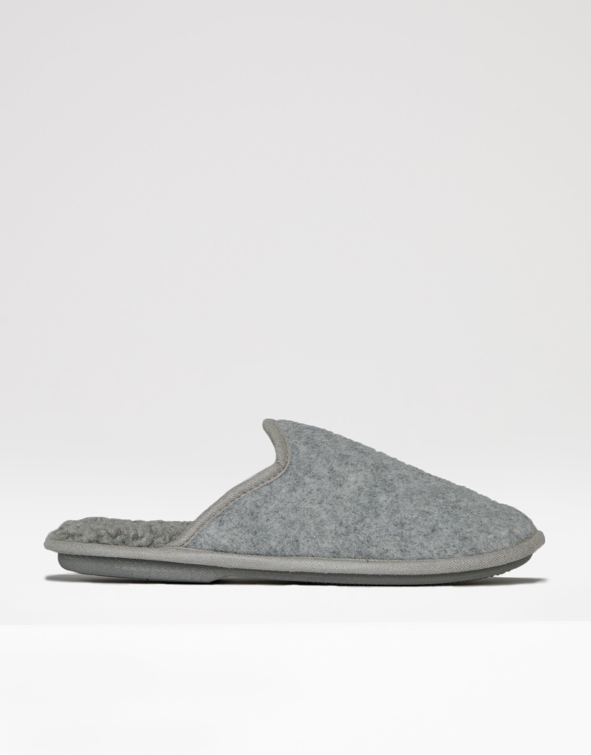 Grey 'Event' Borg Lined Felt Mule Slippers