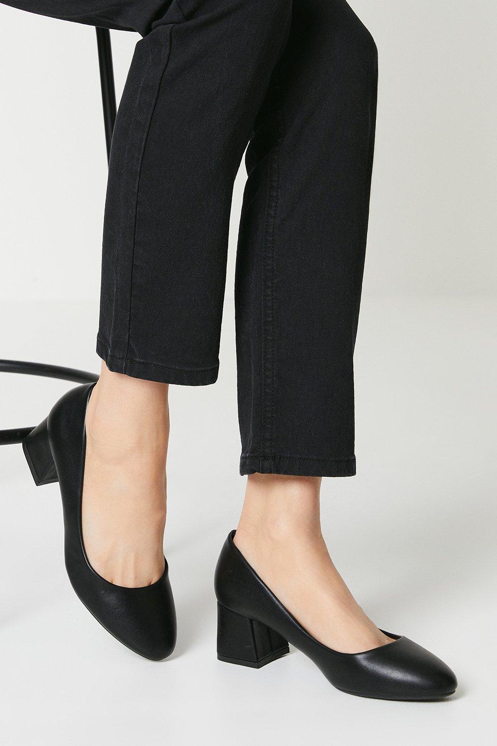 Principles: Deacon Almond Toe Low Block Heel Court Shoes