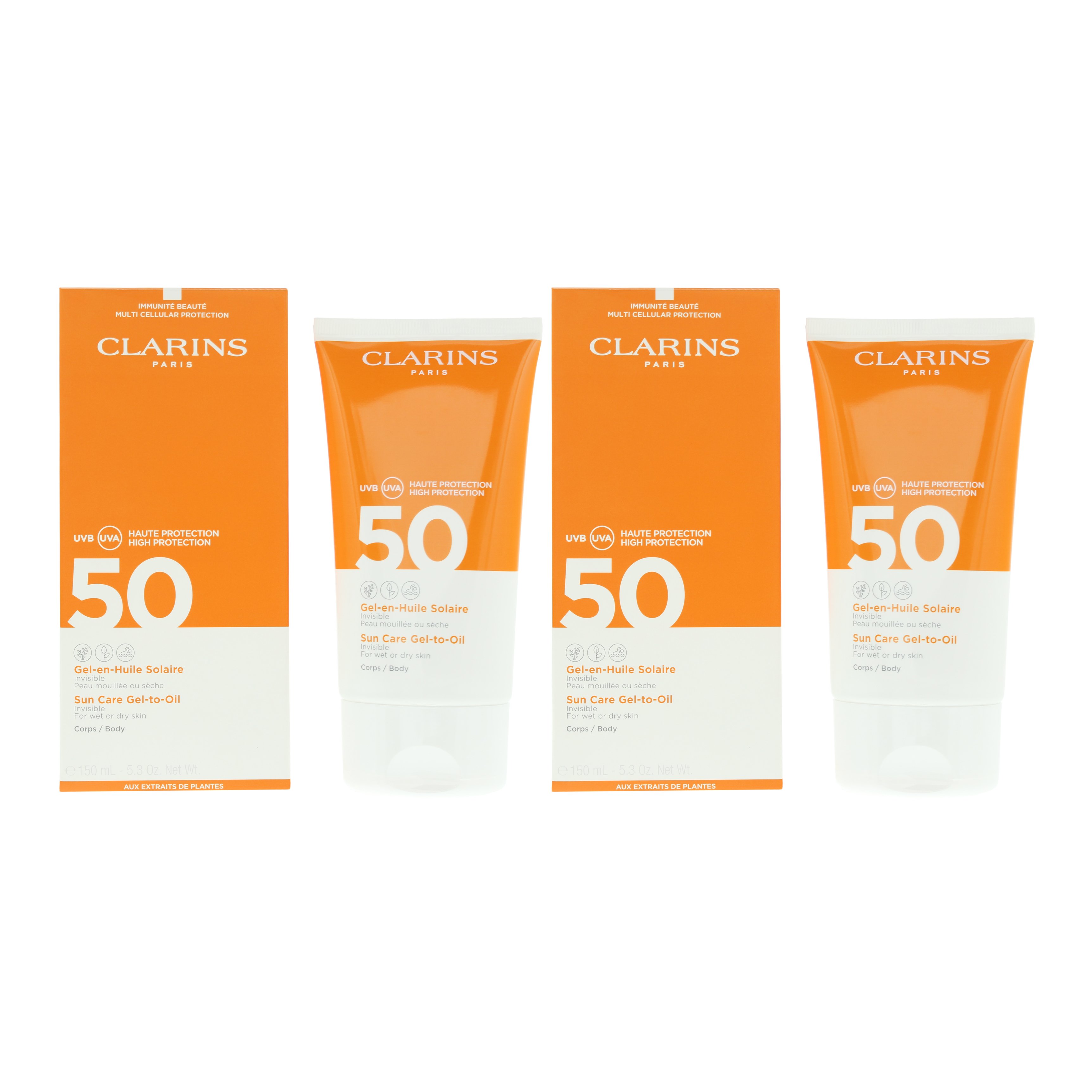 Clarins Spf 50 Sun Care Gel To Oil 150ml x 2