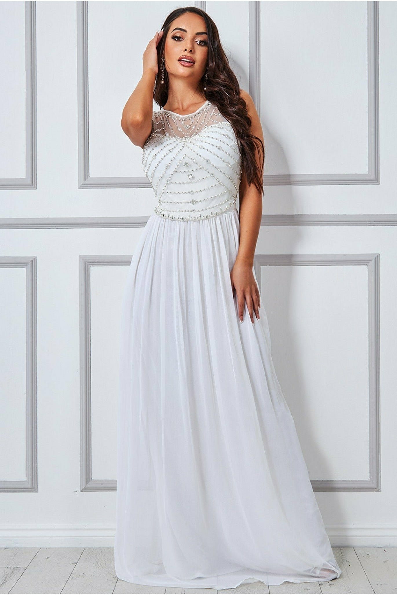 Embellished Chiffon Maxi Wedding Dress