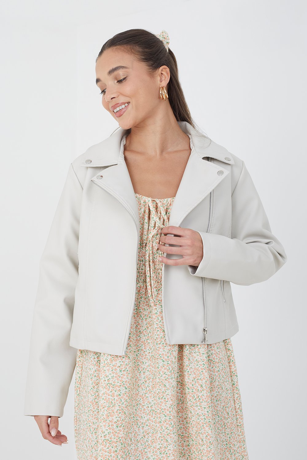 Stone 'Svea' High Shine Pu Biker Jacket