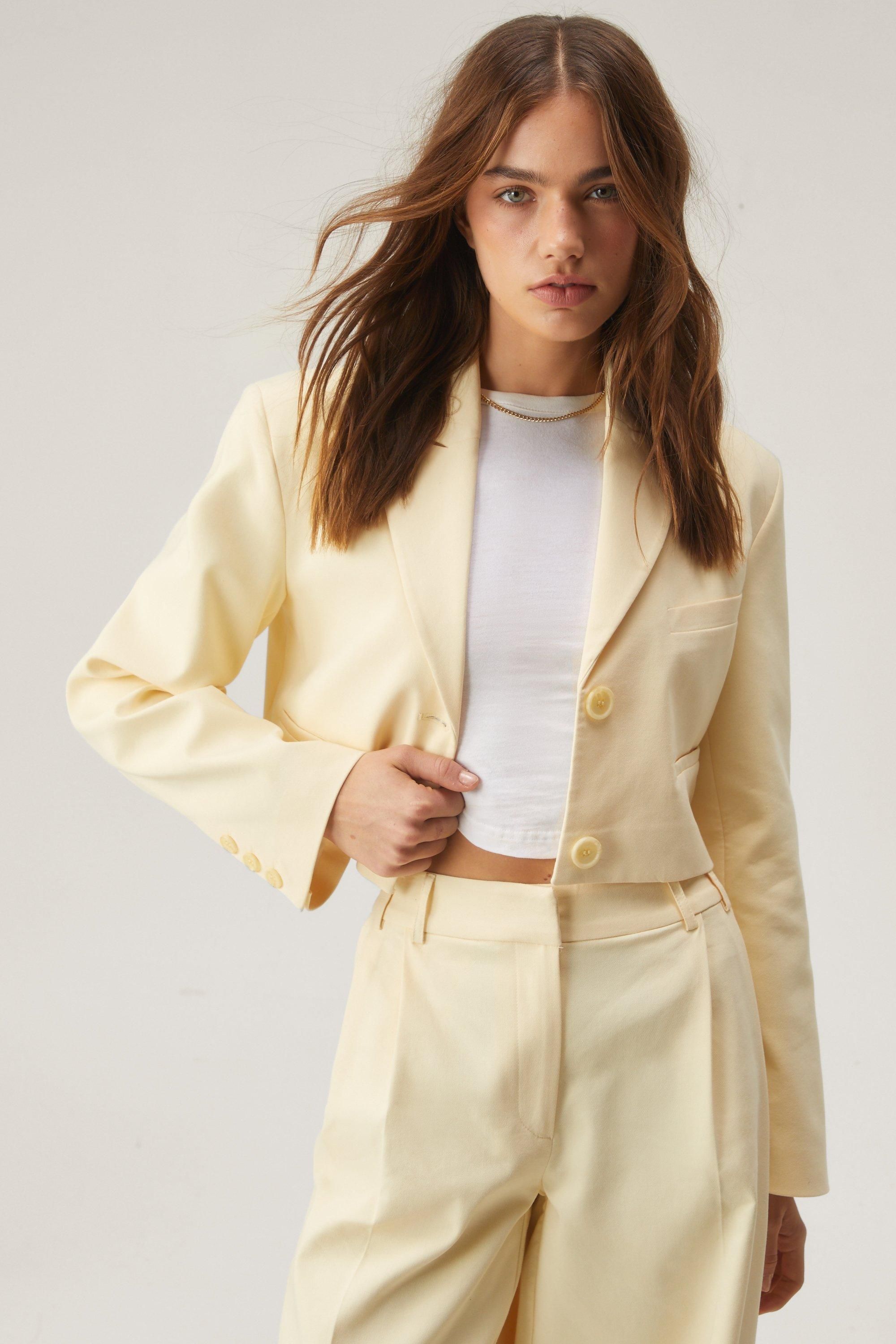 Premium Tailored Boxy Cropped Blazer