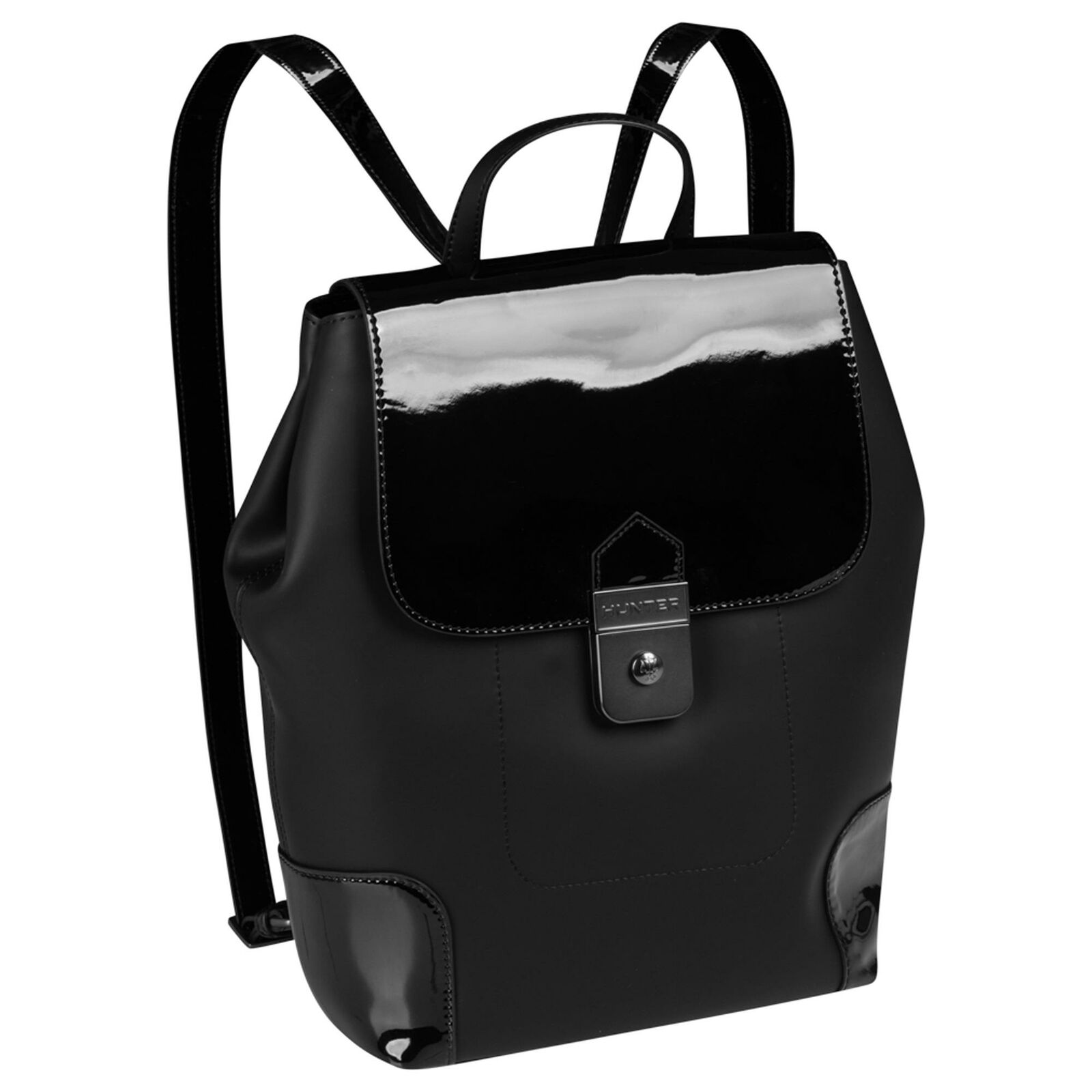 Hunter Original Refind Leather Backpack Womens Bag WBB6002PAT BLK