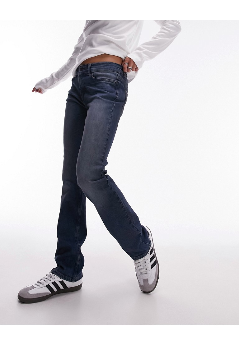 Topshop baby bootcut jeans in grunge wash-Blue