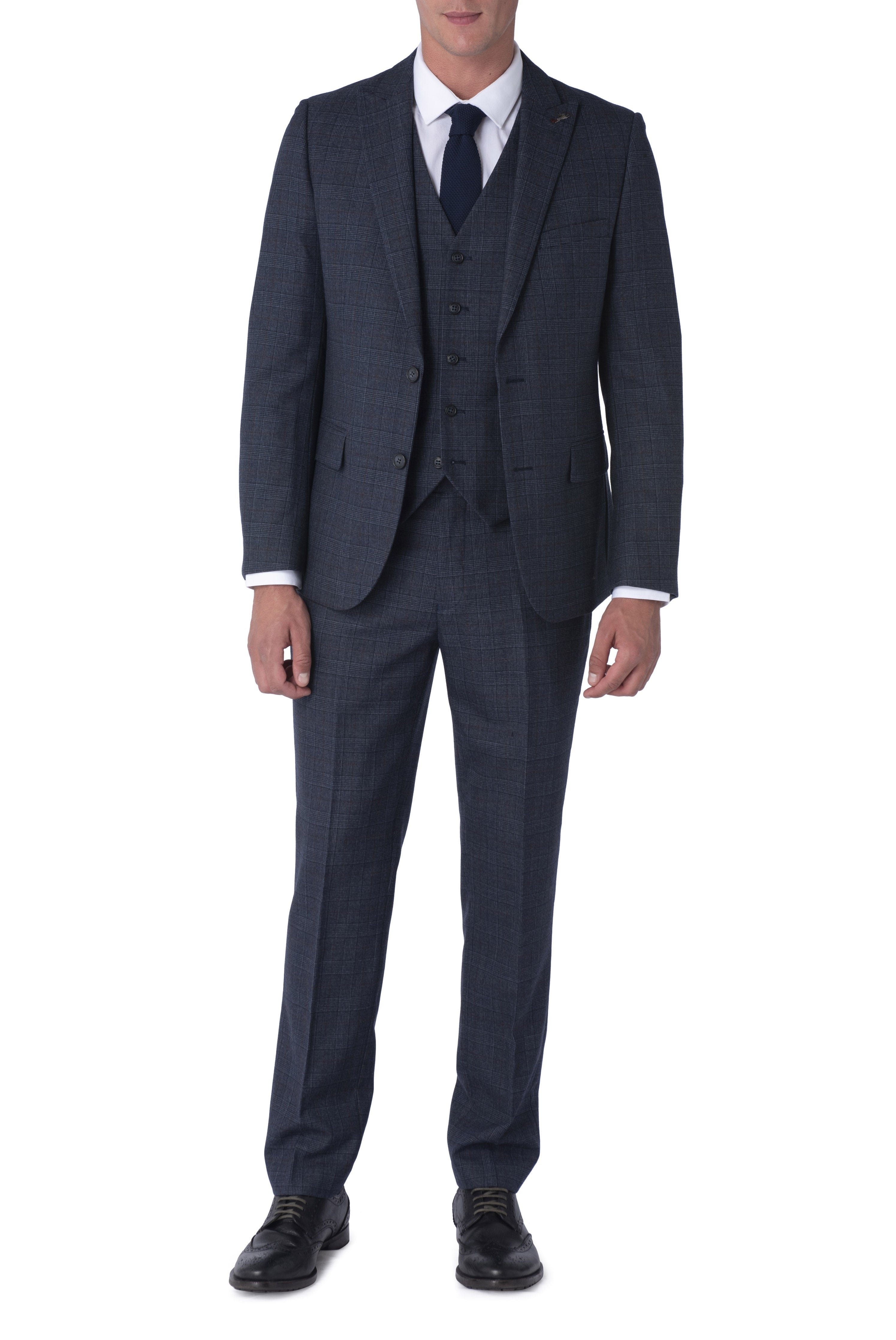 Finley Harry Brown Blue Check Slim fit 100% Wool Suit