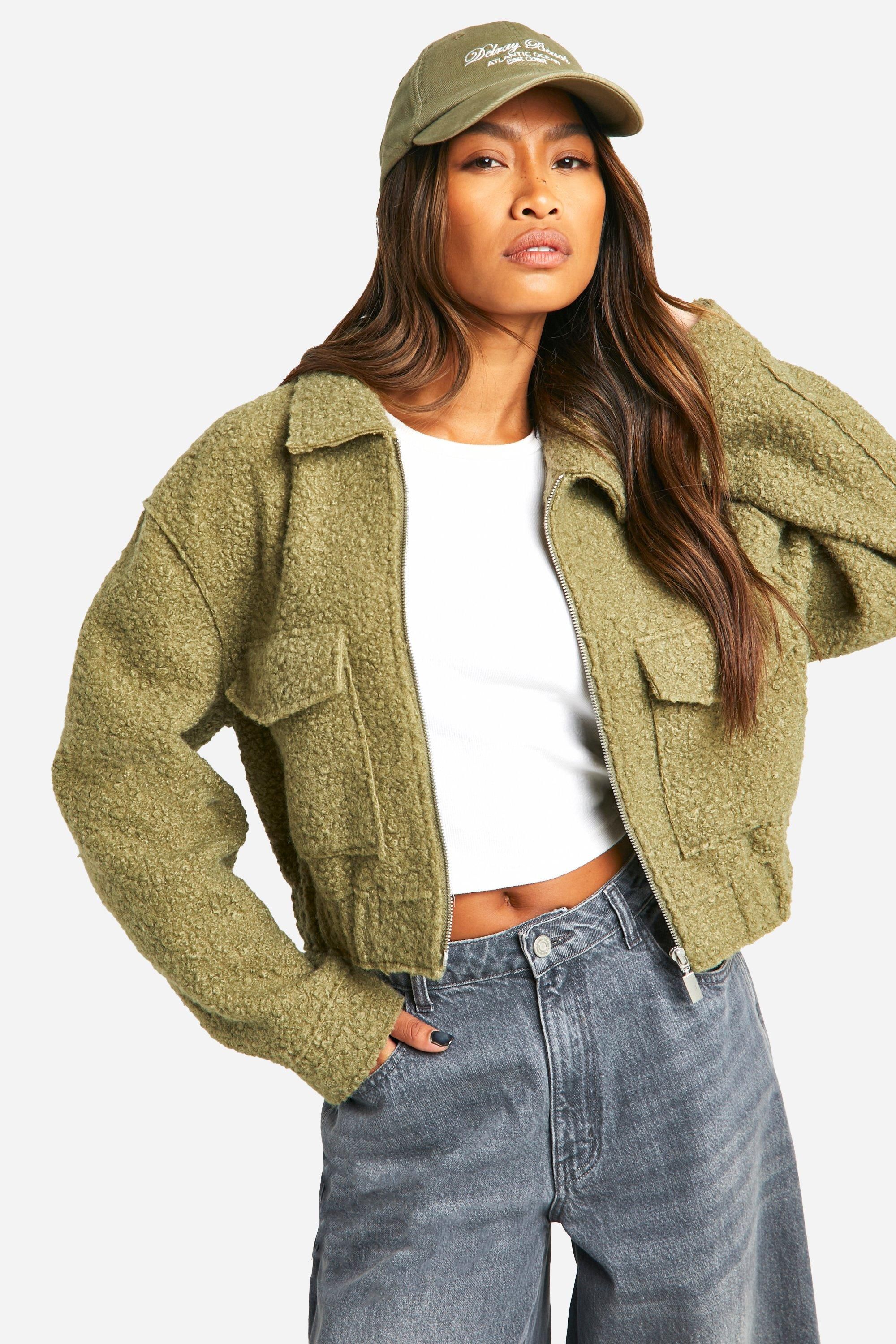 Collared Boucle Wool Look Jacket