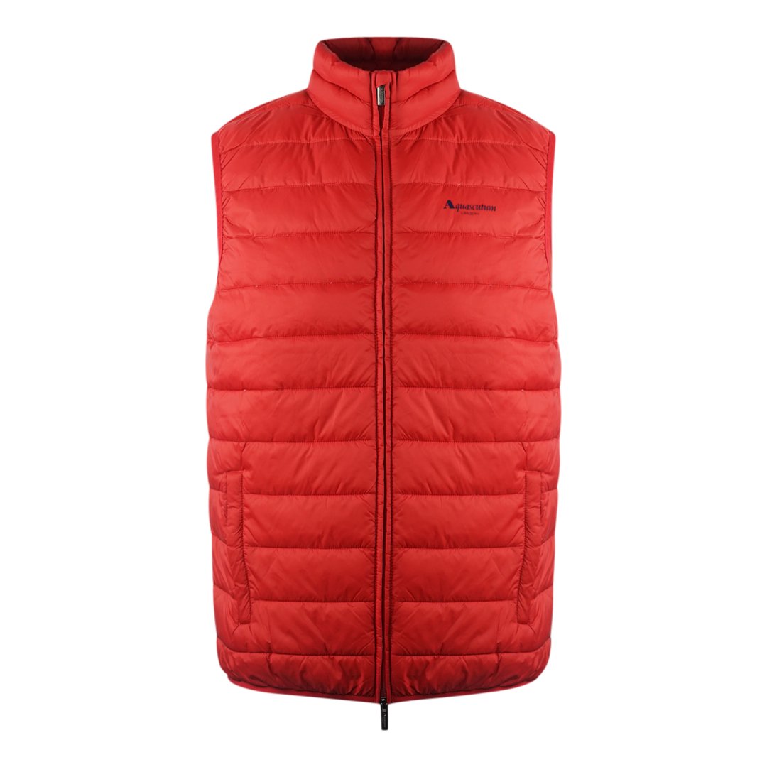 Aquascutum London Logo Red Lightweight Gilet Jacket