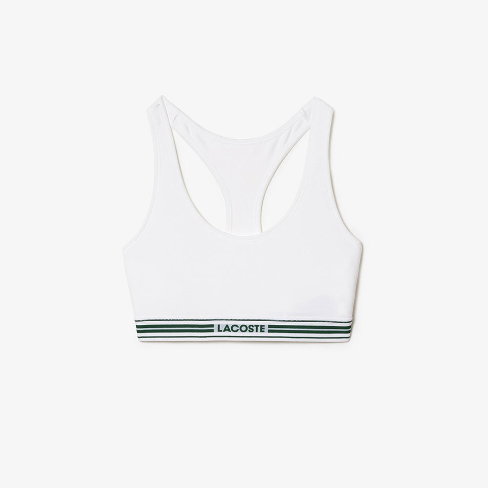Lacoste Women's Stretch-Cotton Sports Bra in White